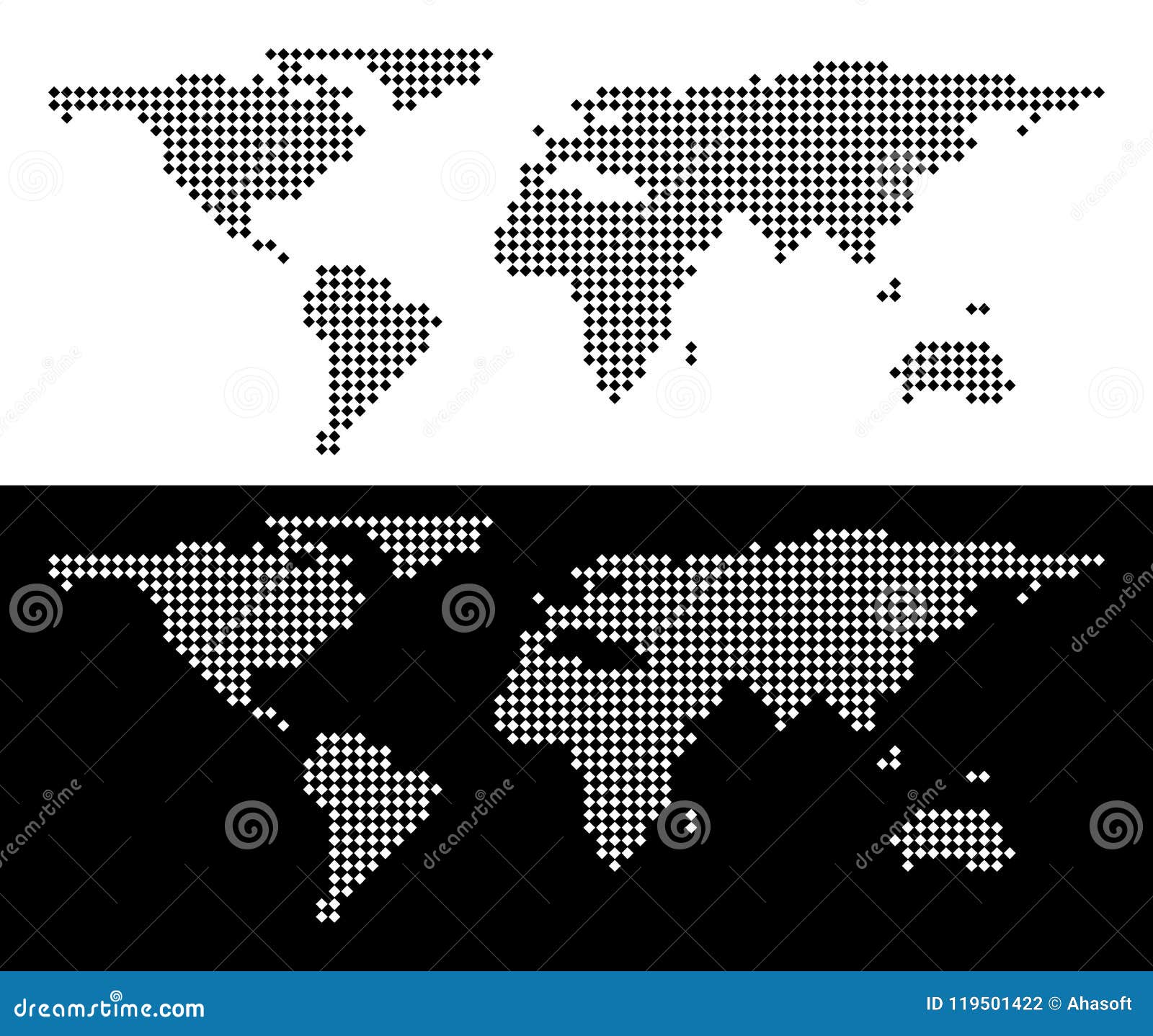 Pixel World Map stock vector. Illustration of world - 119501422