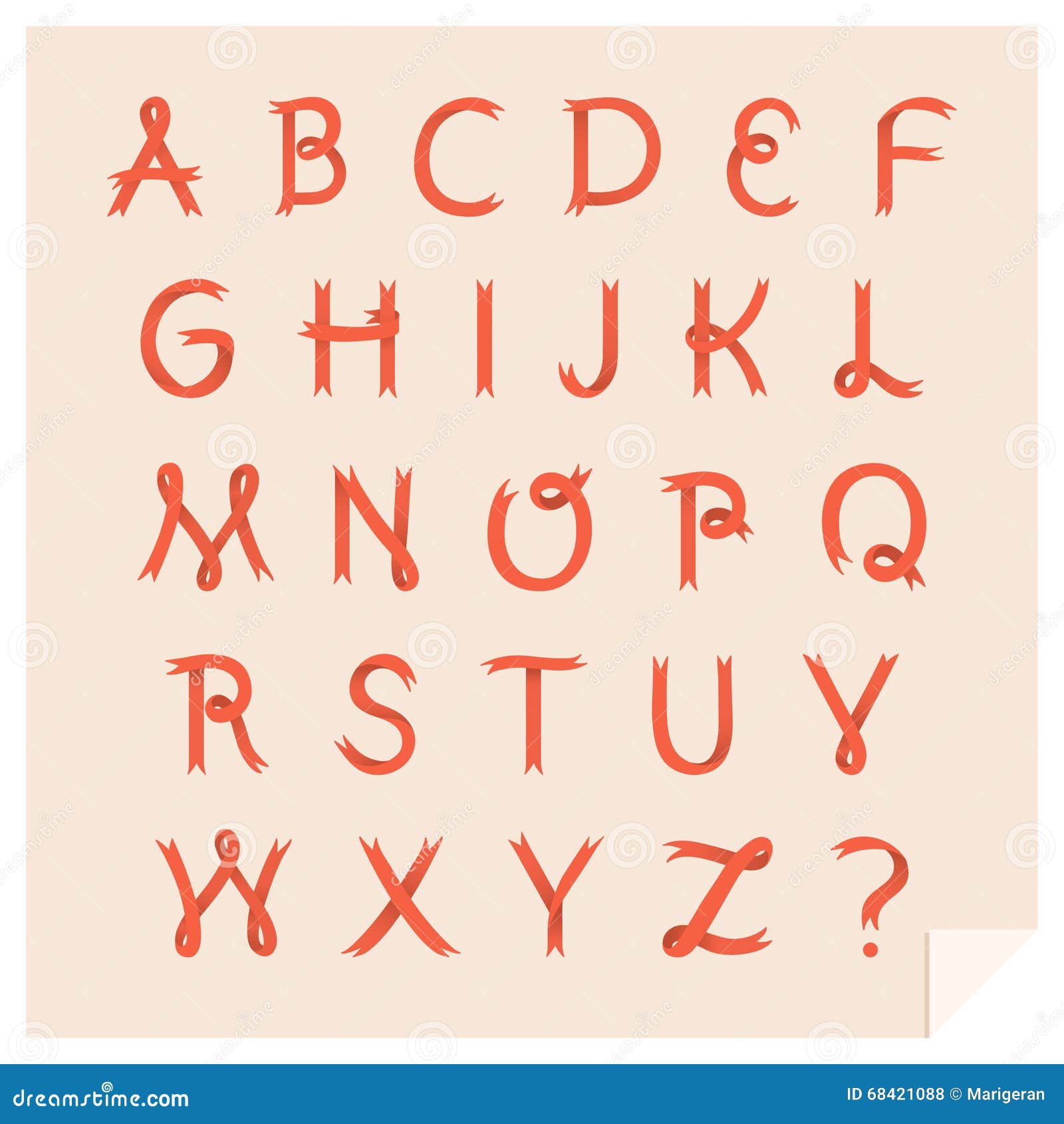 Vector ribbon alphabet stock vector. Illustration of shape - 68421088
