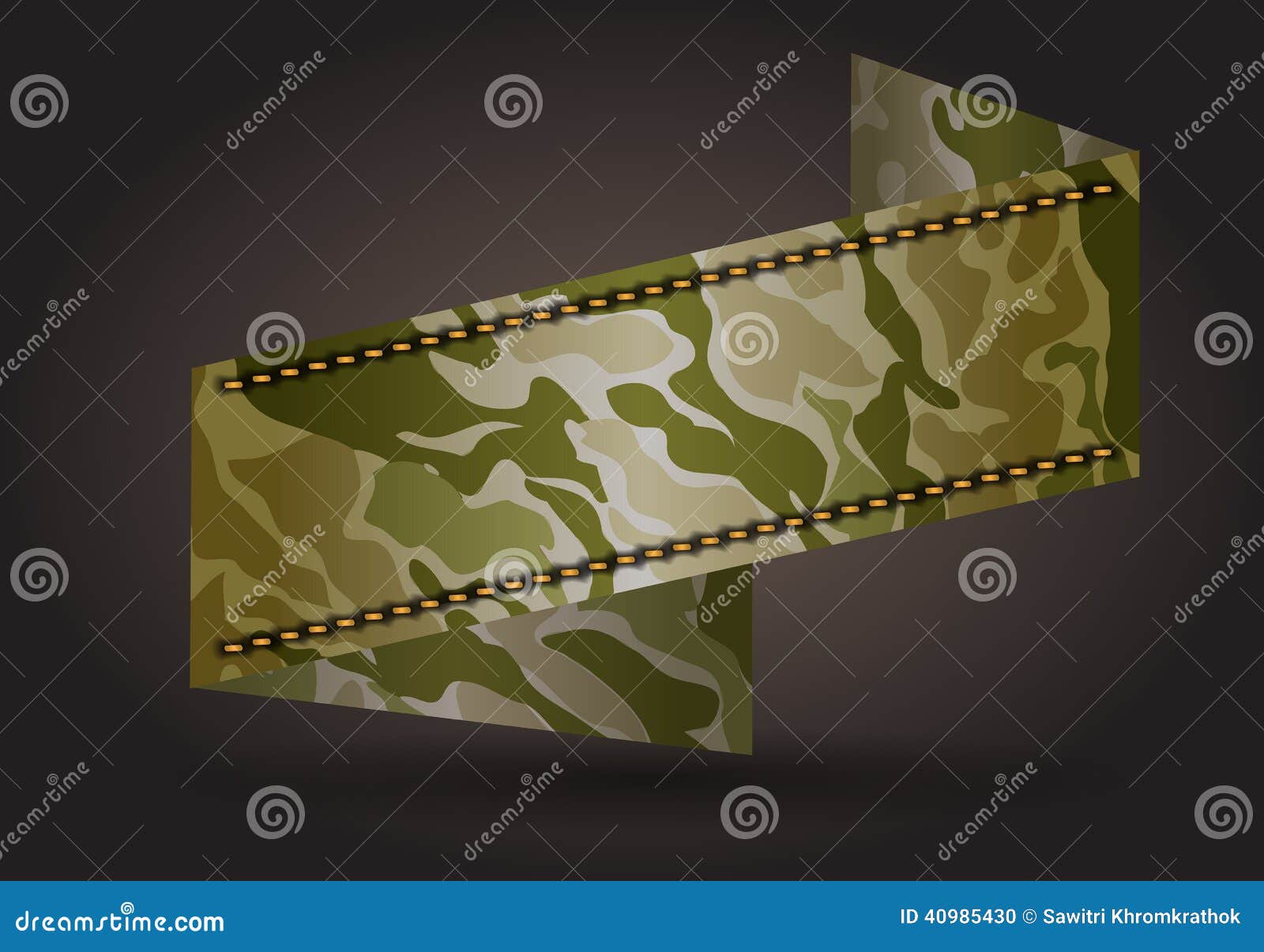 Vector Ribbon Banner With Camouflage Fabric Pattern Stock Illustration ...