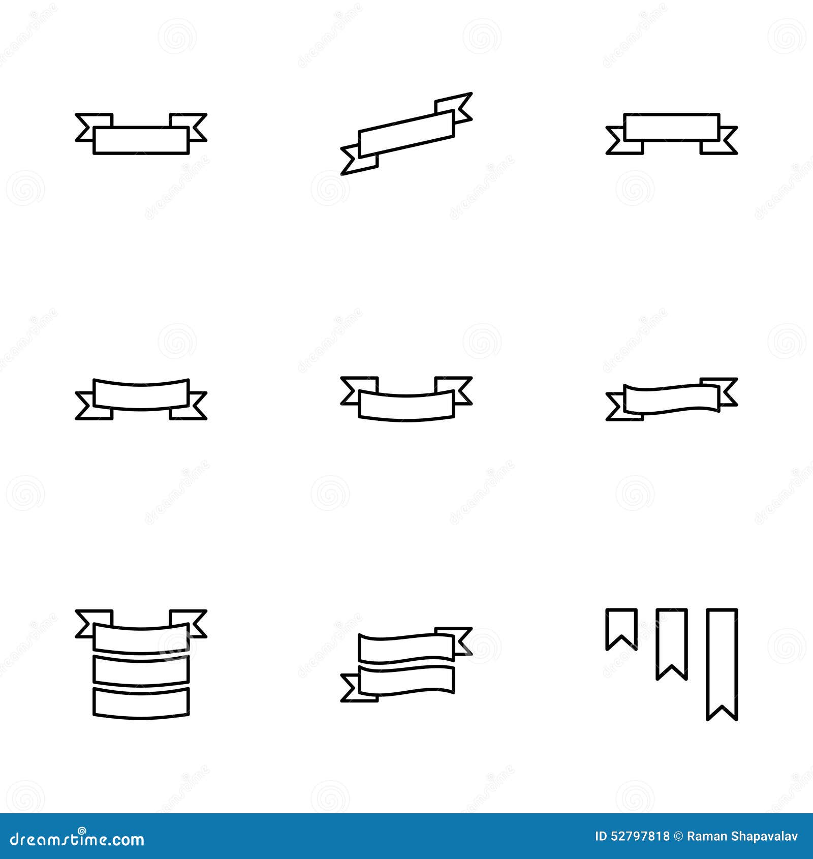 Vector ribbon icon set stock vector. Illustration of beautiful - 52797818