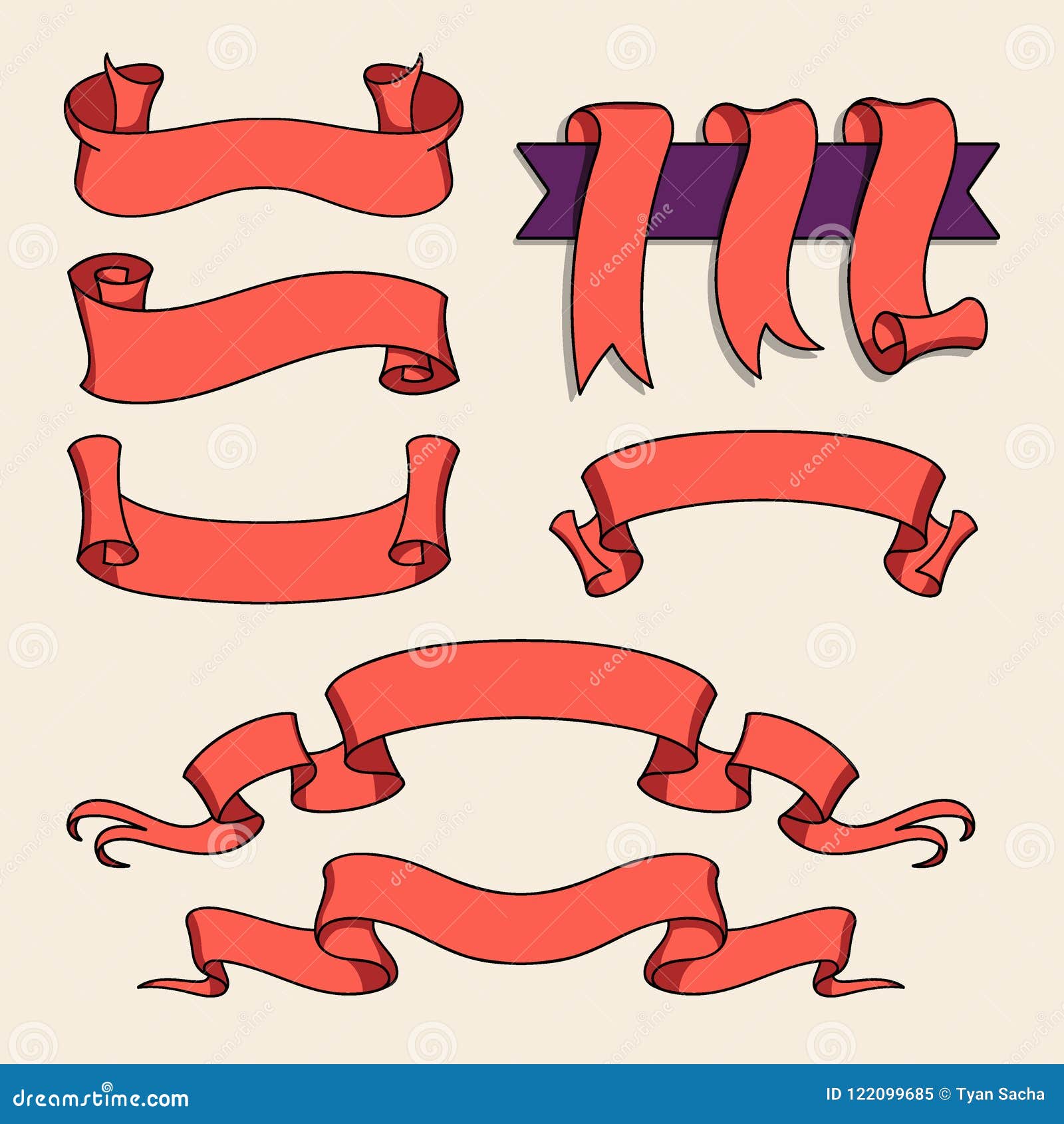 Vector Ribbon Set. Celebration Stickers and Decorations Stock ...