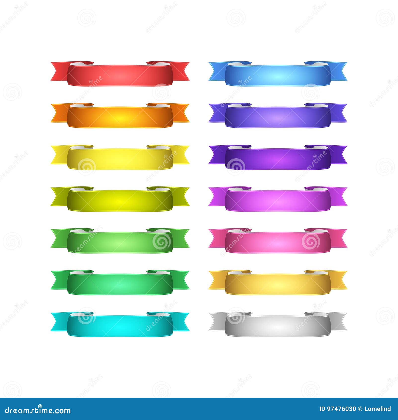 Vector ribbons set stock illustration. Illustration of rolled - 97476030