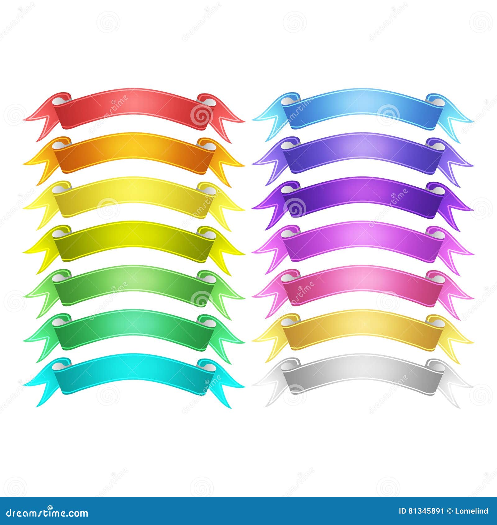 Vector ribbons set stock illustration. Illustration of shiny - 81345891