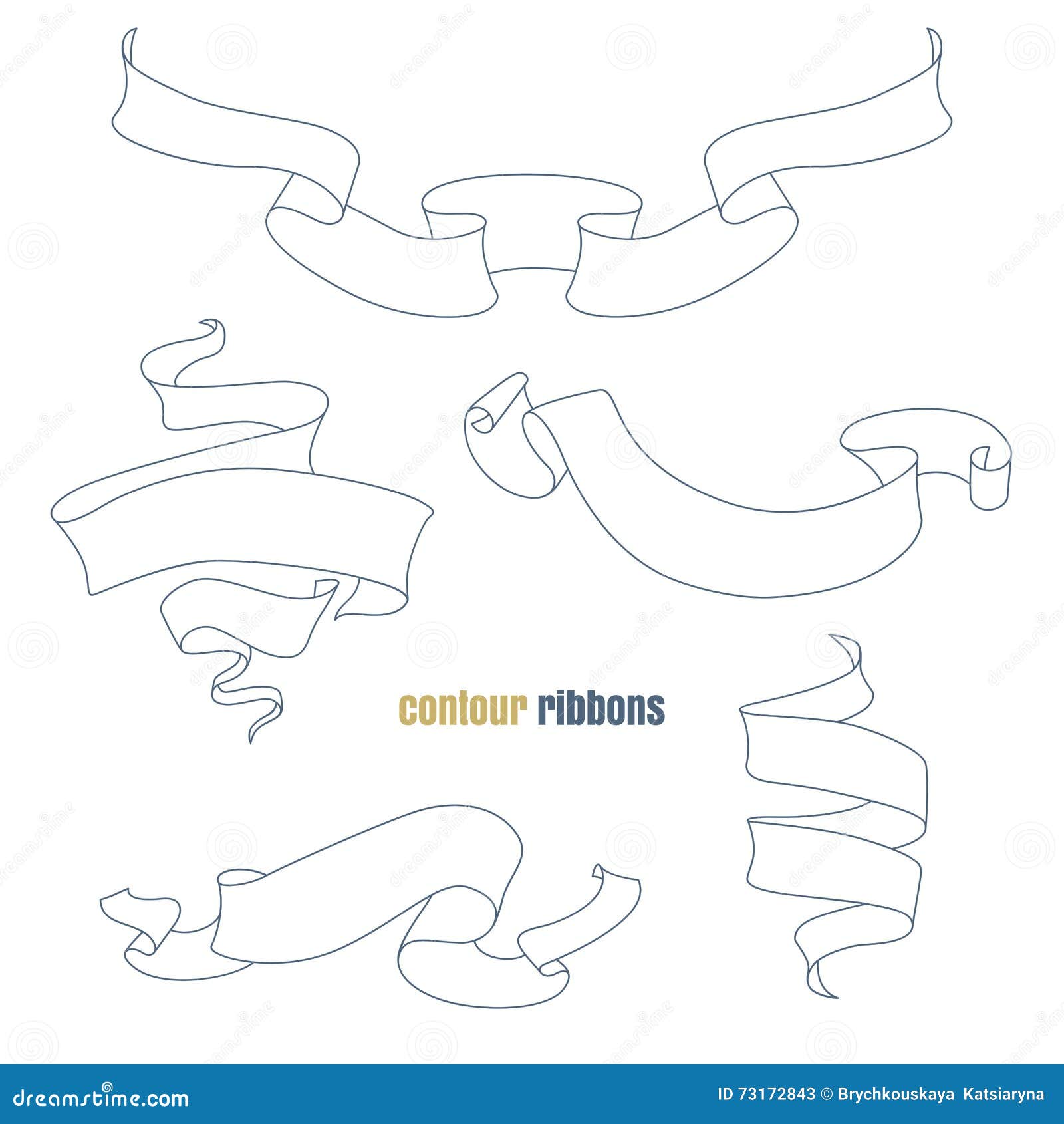 Vector Ribbons Set. Decorative Contour Elements Stock Vector ...