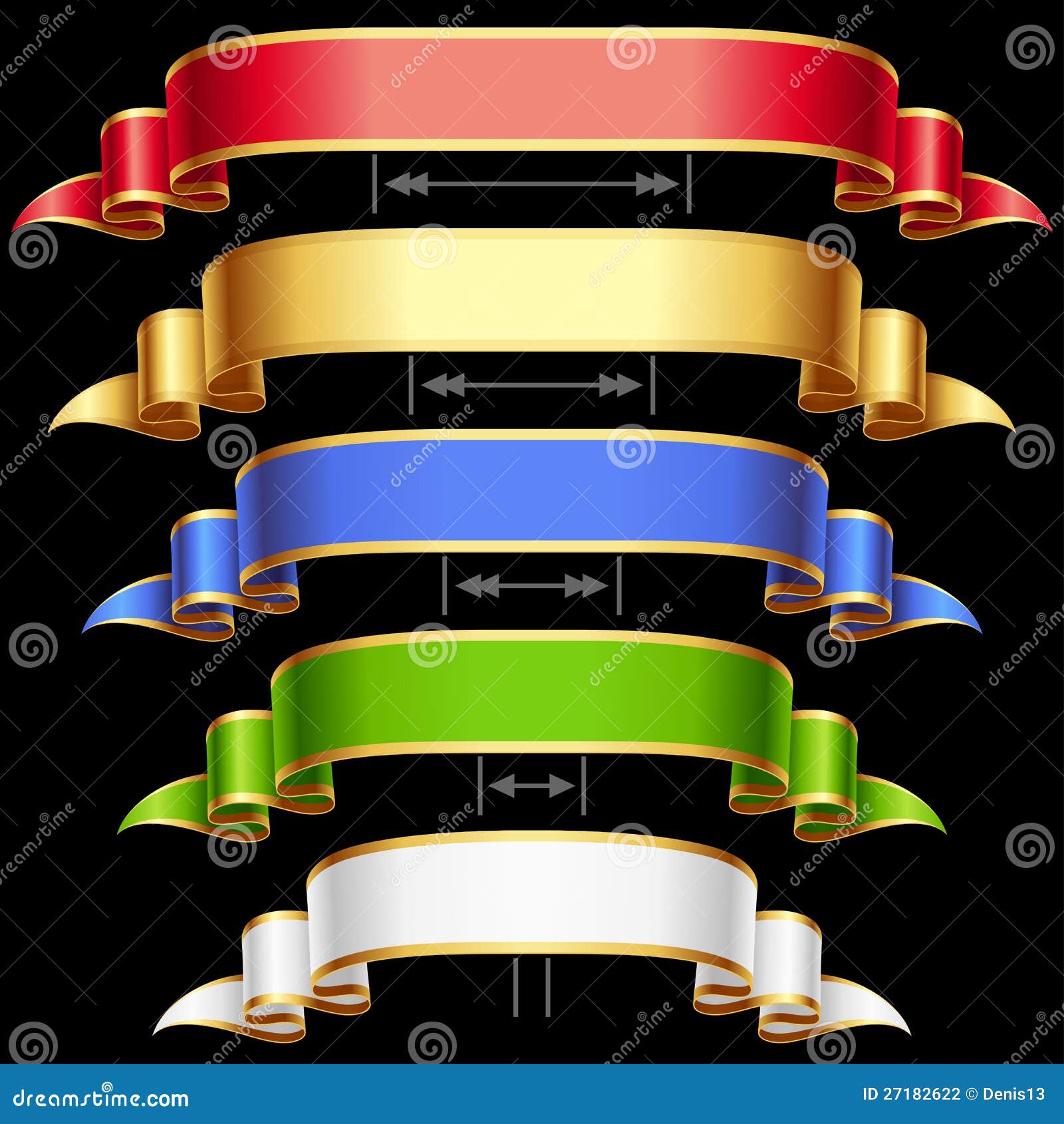 Vector Ribbons Set Isolated on Black Background Stock Vector ...