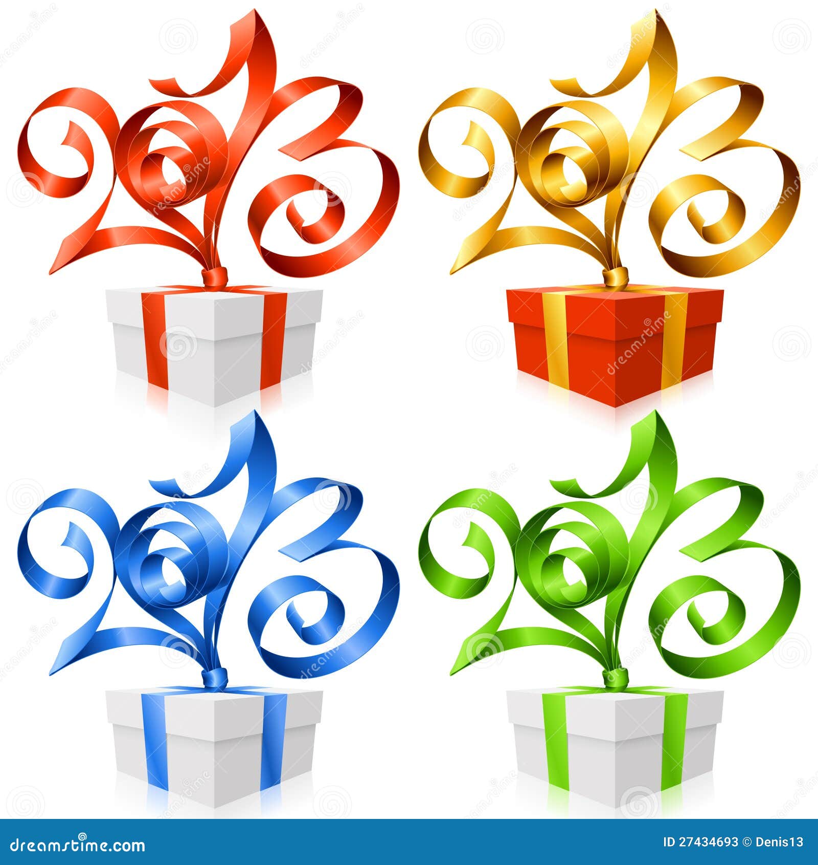 Vector Ribbons in the Shape of 2013 and Gift Box Stock Vector ...
