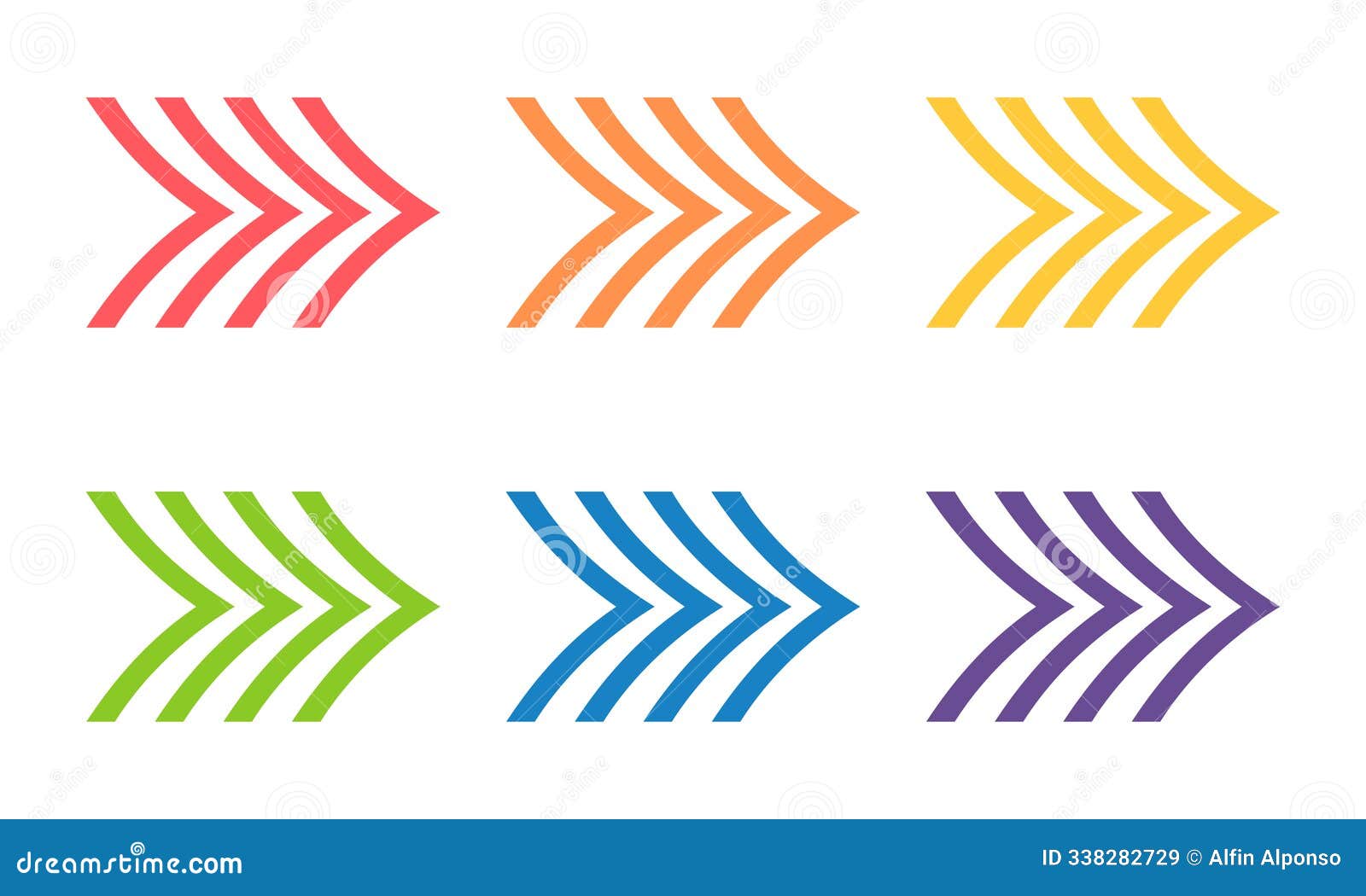 Vector Right Arrow Icon Set in Multiple Color Stock Illustration ...