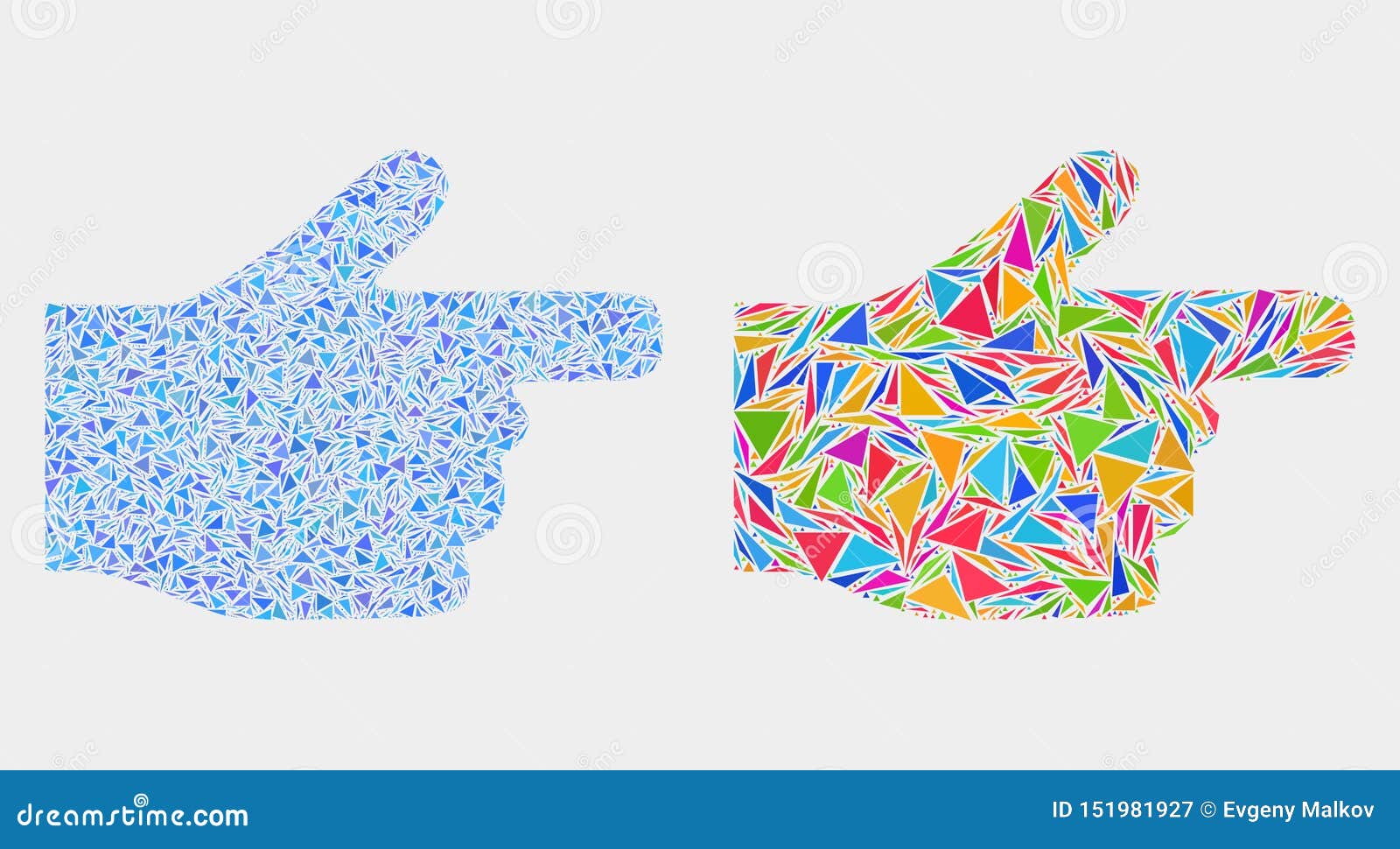 Vector Right Pointer Finger Mosaic Icon of Triangles Stock Vector ...