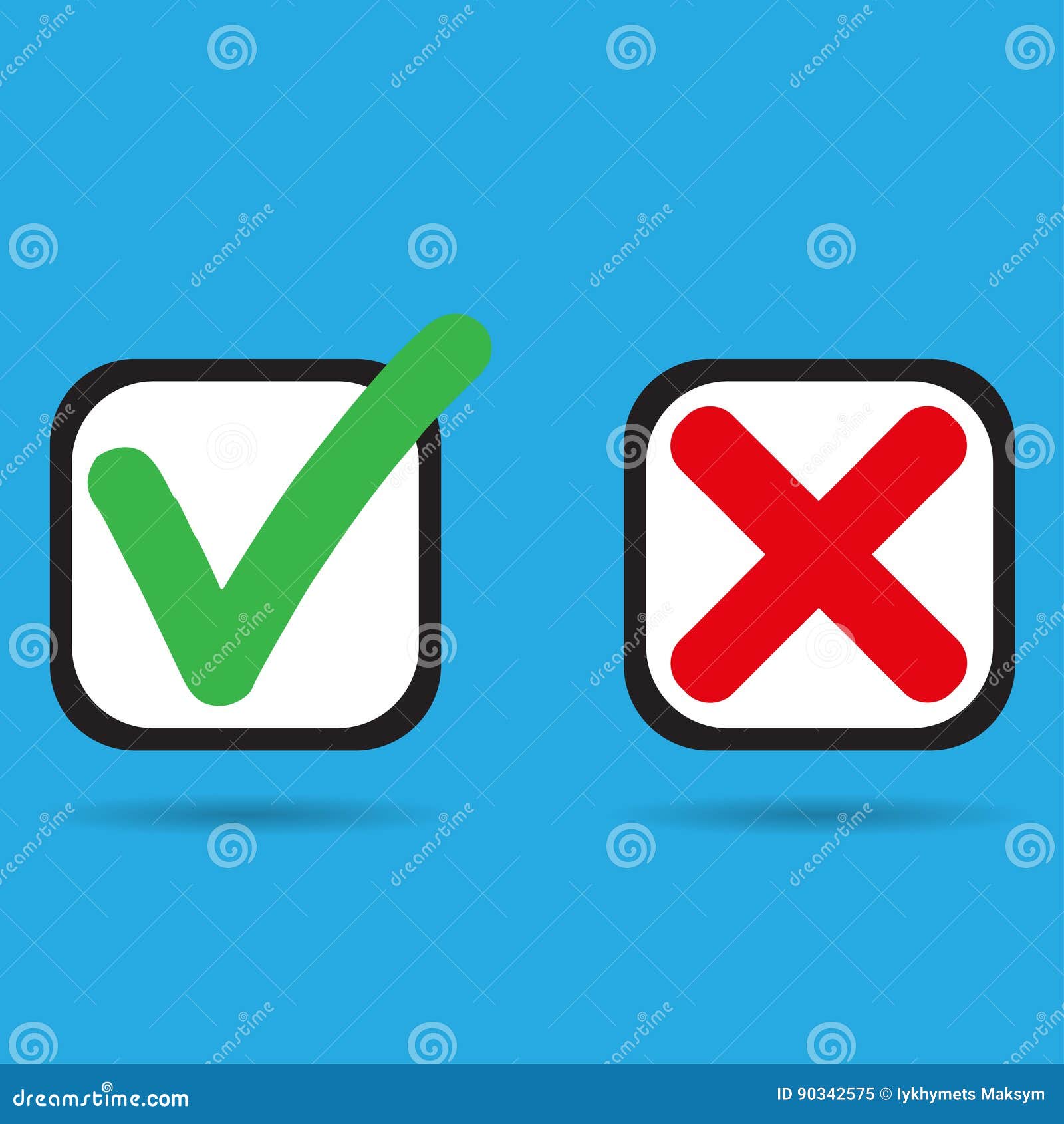 Vector Right and Wrong Check Mark Stock Illustration - Illustration of ...