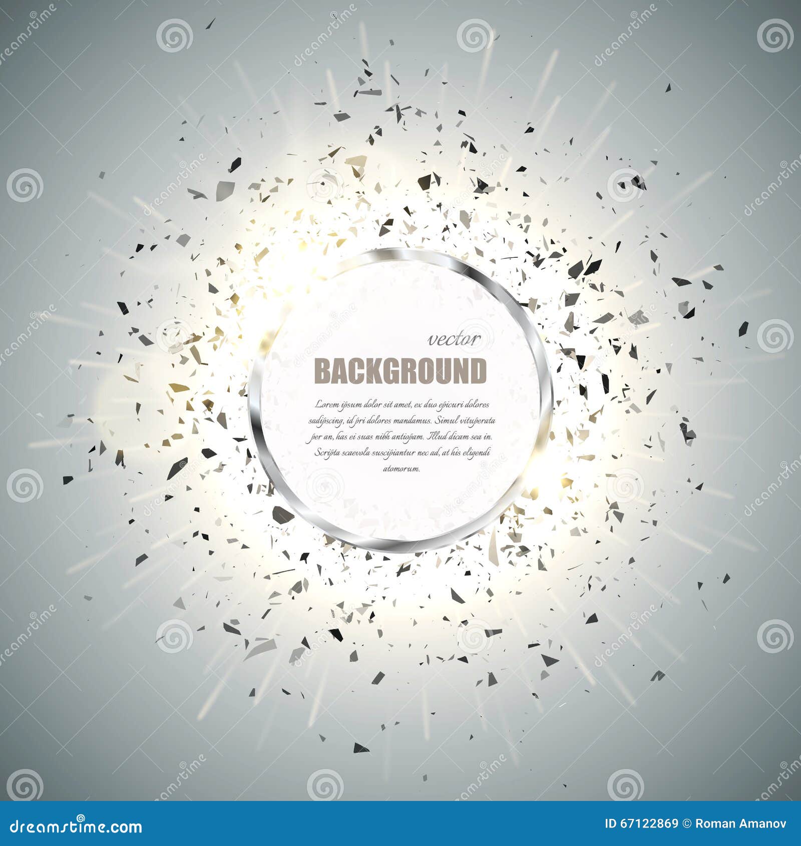 Vector Ring Background. Metal Chrome Shine Round Frame With Spark Light ...