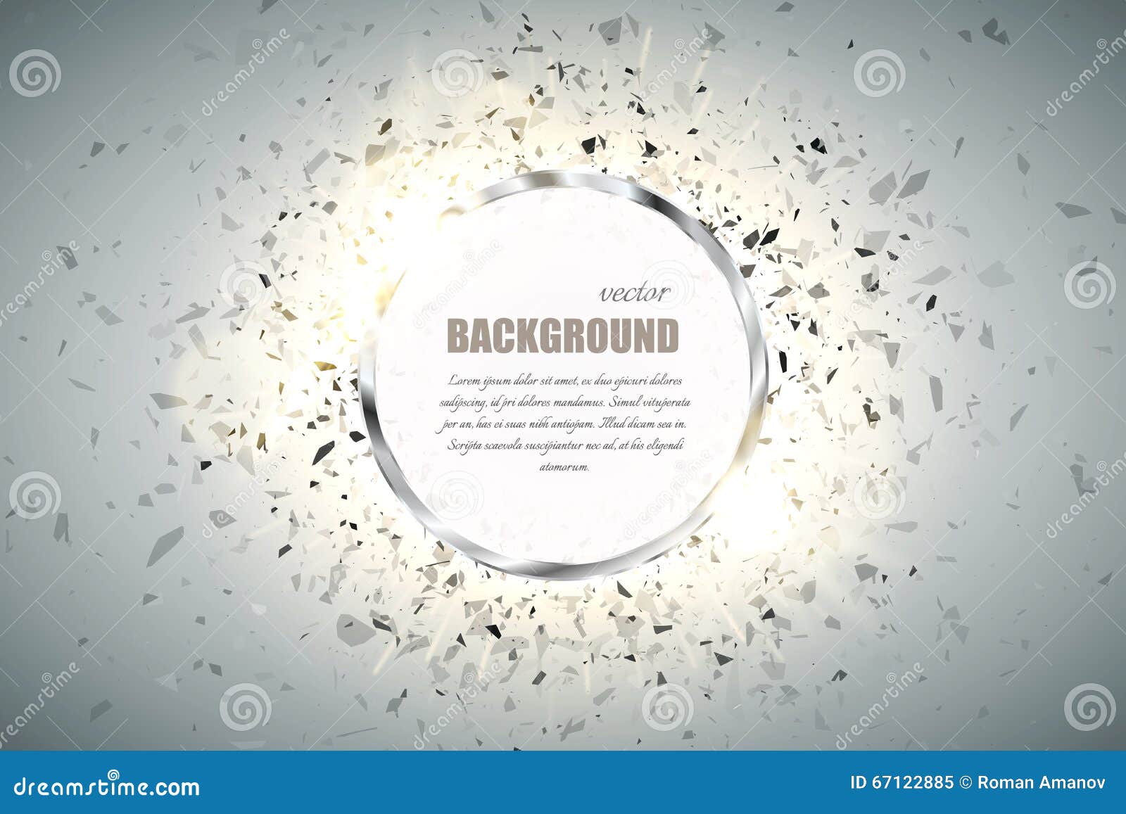 Vector Ring Background. Metal Chrome Shine Round Frame With Spark Light ...