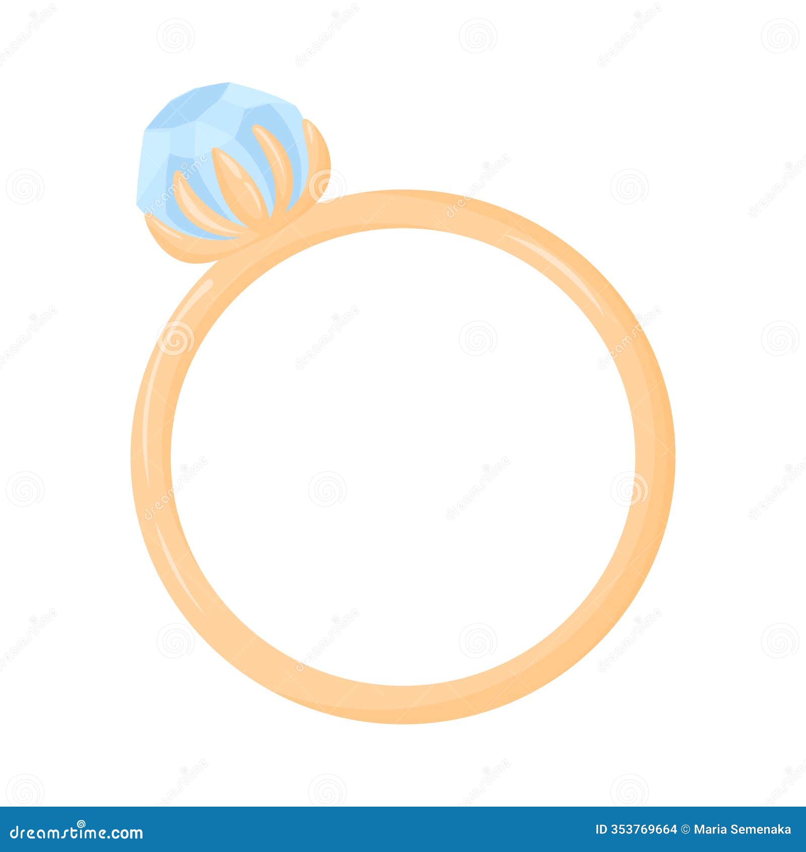 Vector Ring with Shining Diamond. Gold Wedding Ring. Lovers Engagement ...