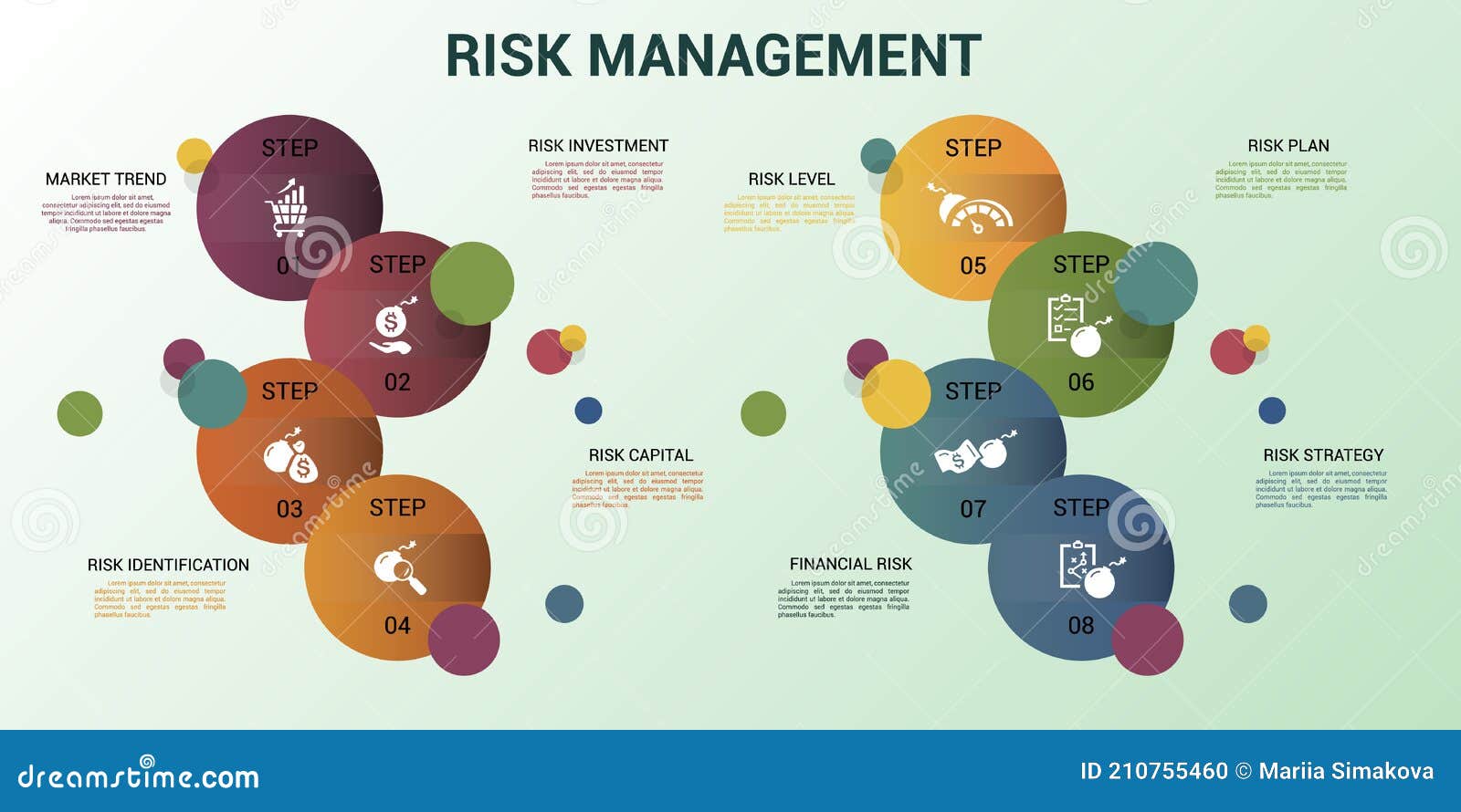 Infographic Risk Management Template. Icons in Different Colors ...