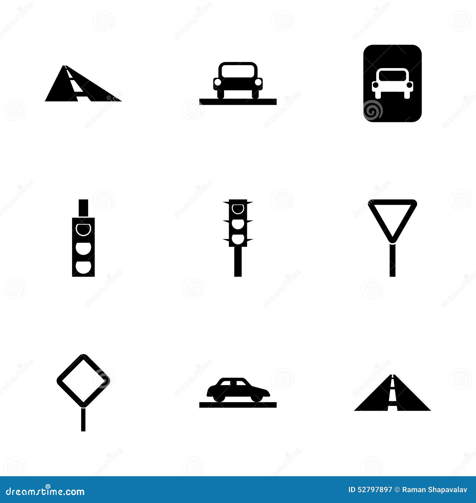 Vector road icon set stock vector. Illustration of graphic - 52797897