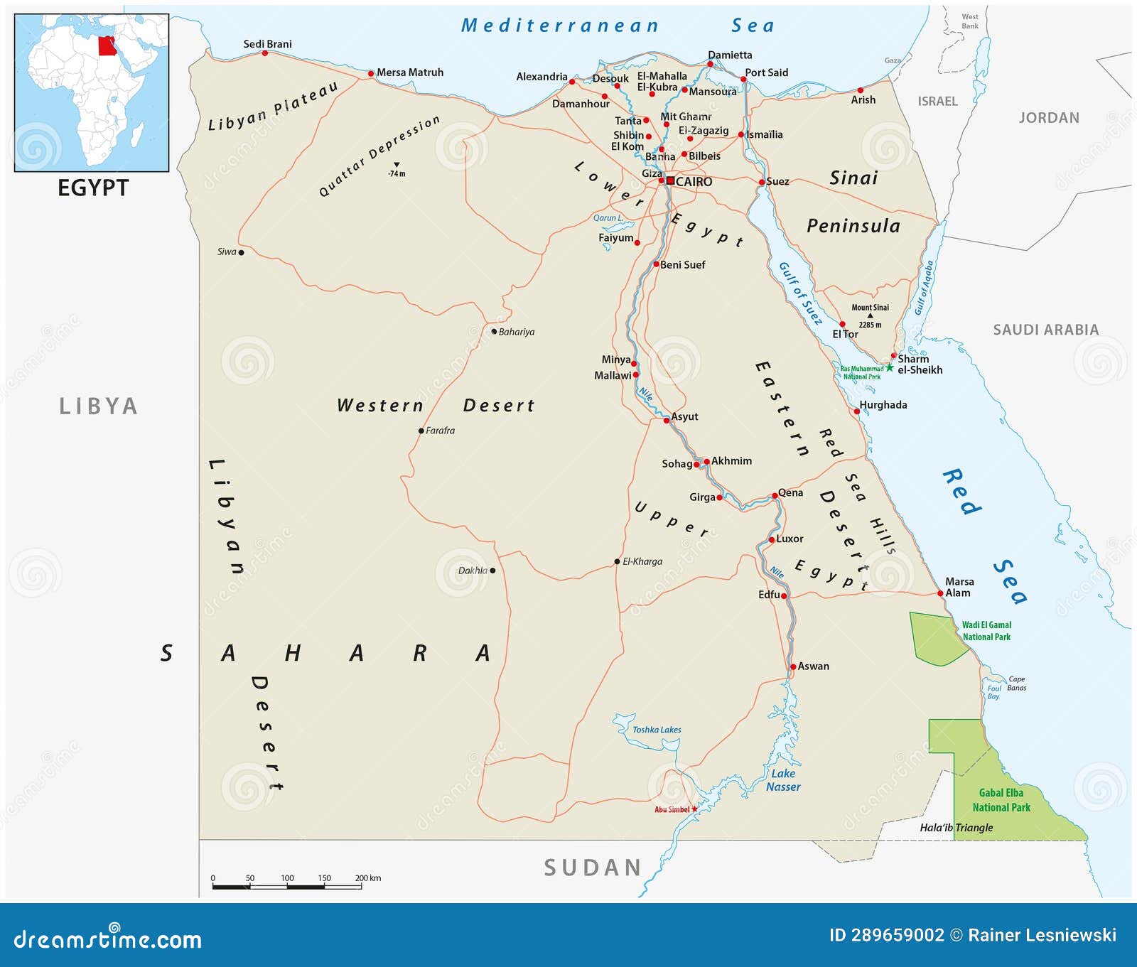 Vector Road Map of the Arab Republic of Egypt Stock Vector ... Vector Road Map of the Arab Republic of Egypt Stock Vector ...