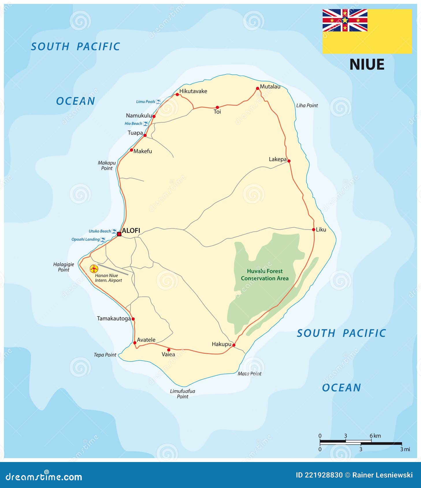 Niue Map In 3D. 3d Map With Borders Of Regions. Royalty-Free ...