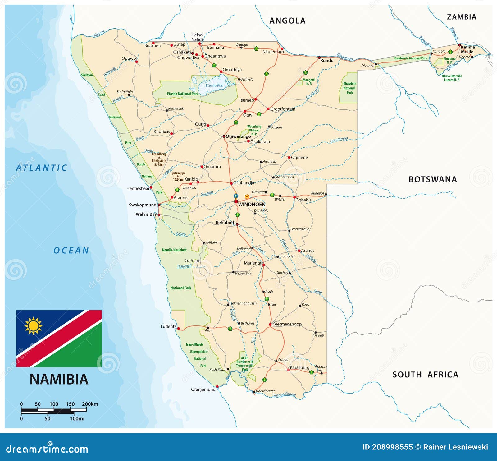 Namibia Road Map Cartoon Vector | CartoonDealer.com #47477849
