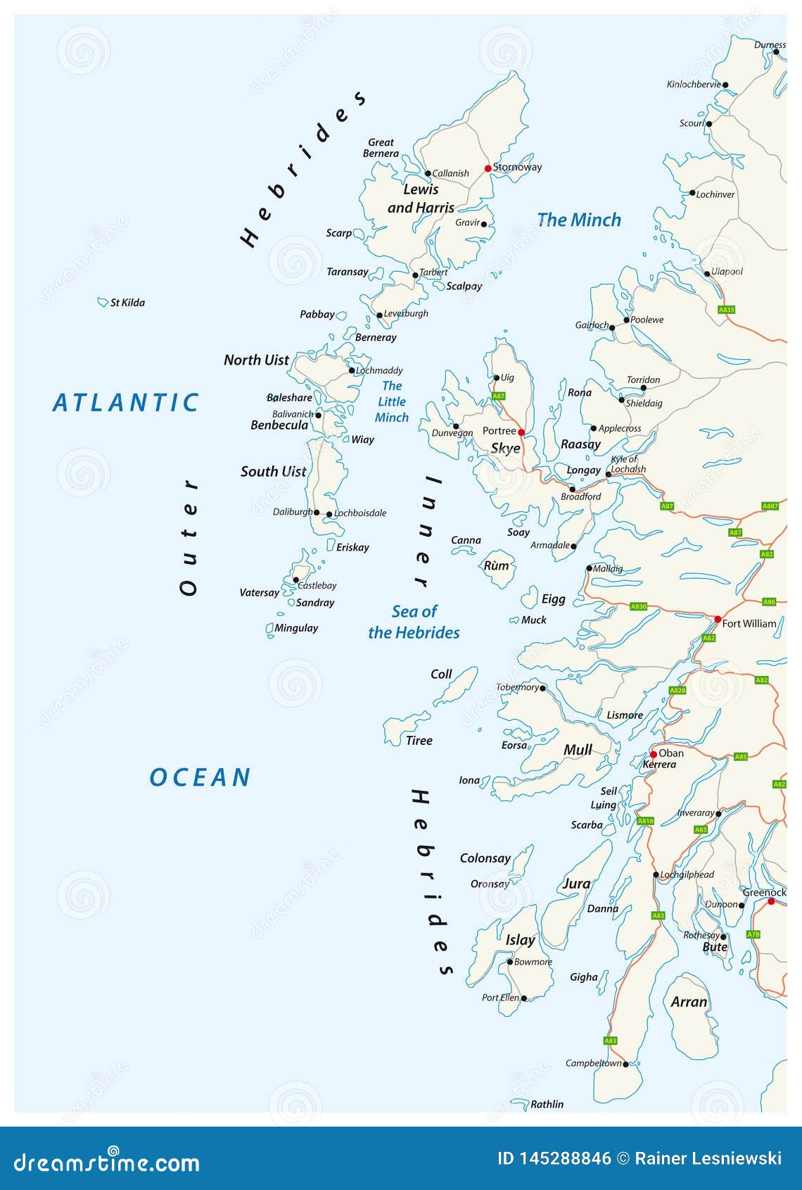Vector Road Map of Scottish Archipelago Hebrides at the North West ...