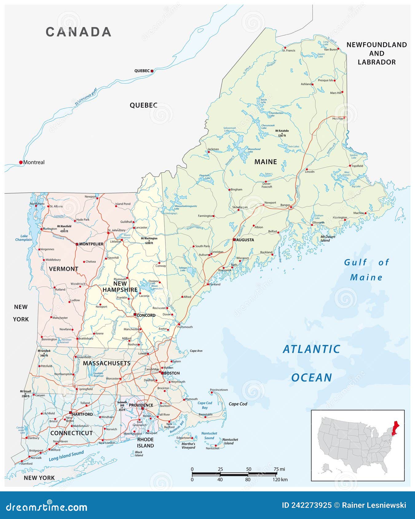 New England States Map Stock Photography | CartoonDealer.com #65813510