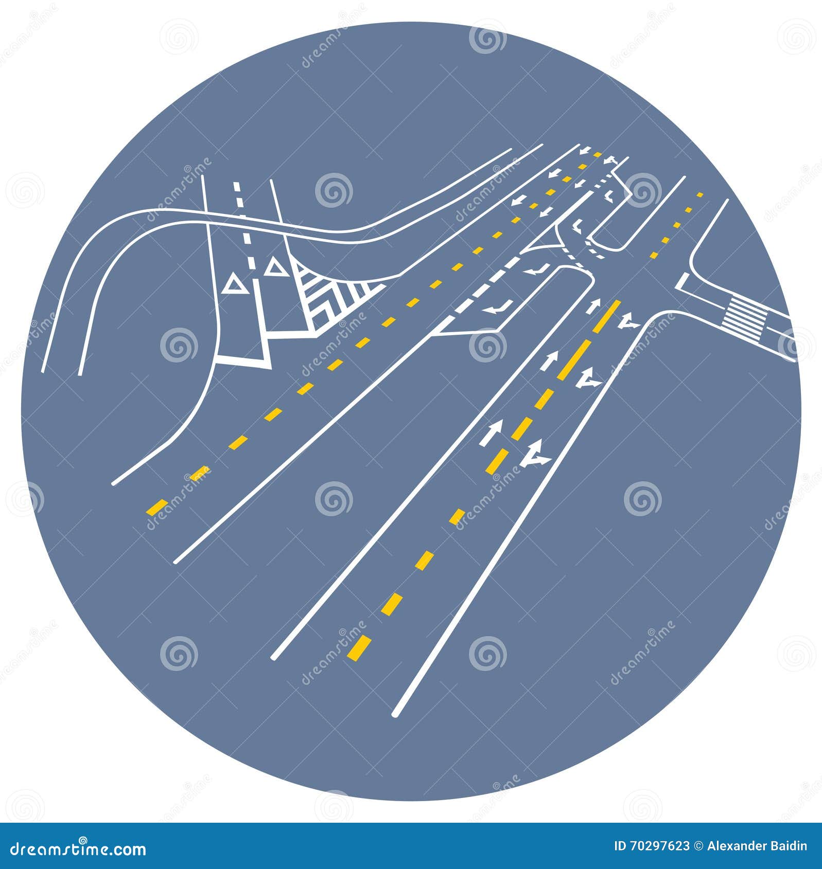 Vector Road Markings. Junction Stock Vector - Illustration of junction ...