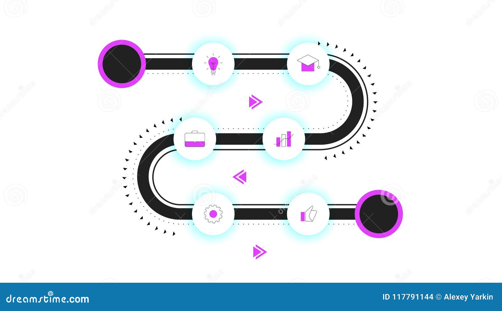 Vector Roadmap, Modern Infographic Timeline with Neon Backlight ...