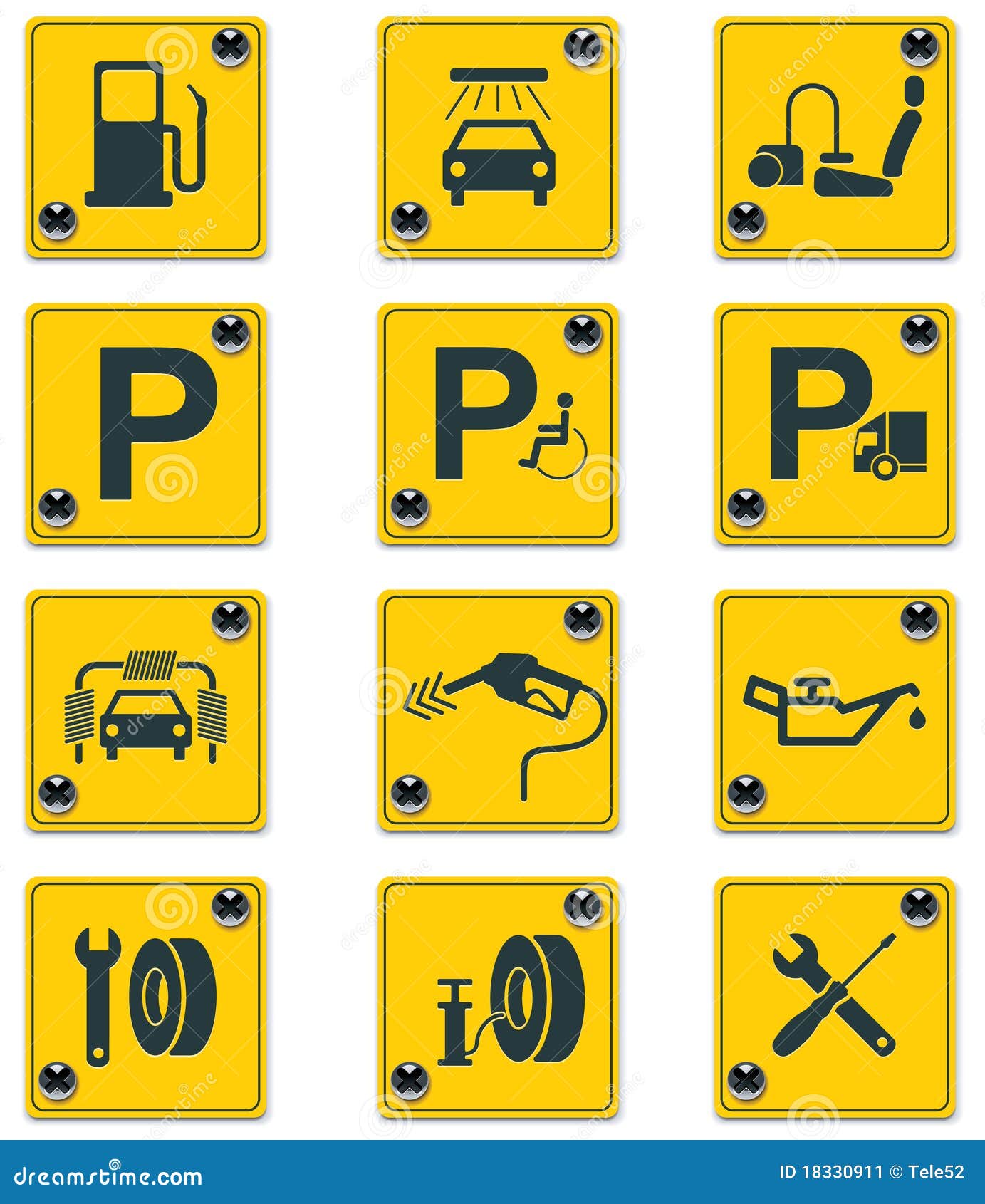 Vector Roadside Services Signs Icon Set. Part 1 Stock Vector ...