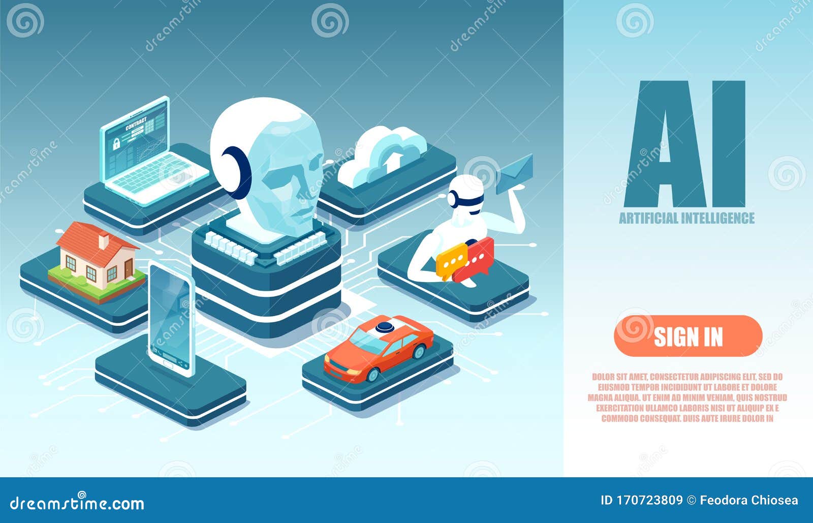 Vector of a Robot Artificial Intelligence Controlling Modern Technology ...