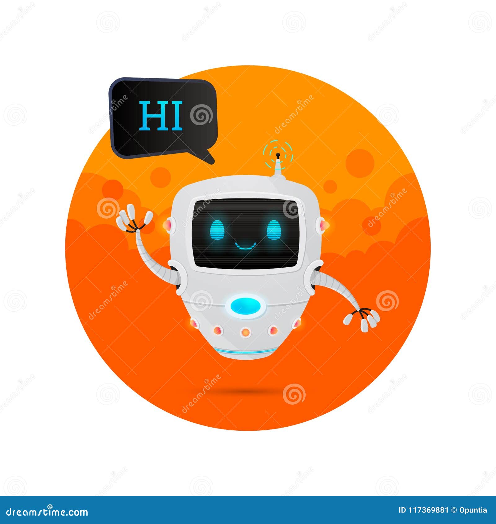 Vector Robot Character Saying Hi Stock Illustration - Illustration of ...