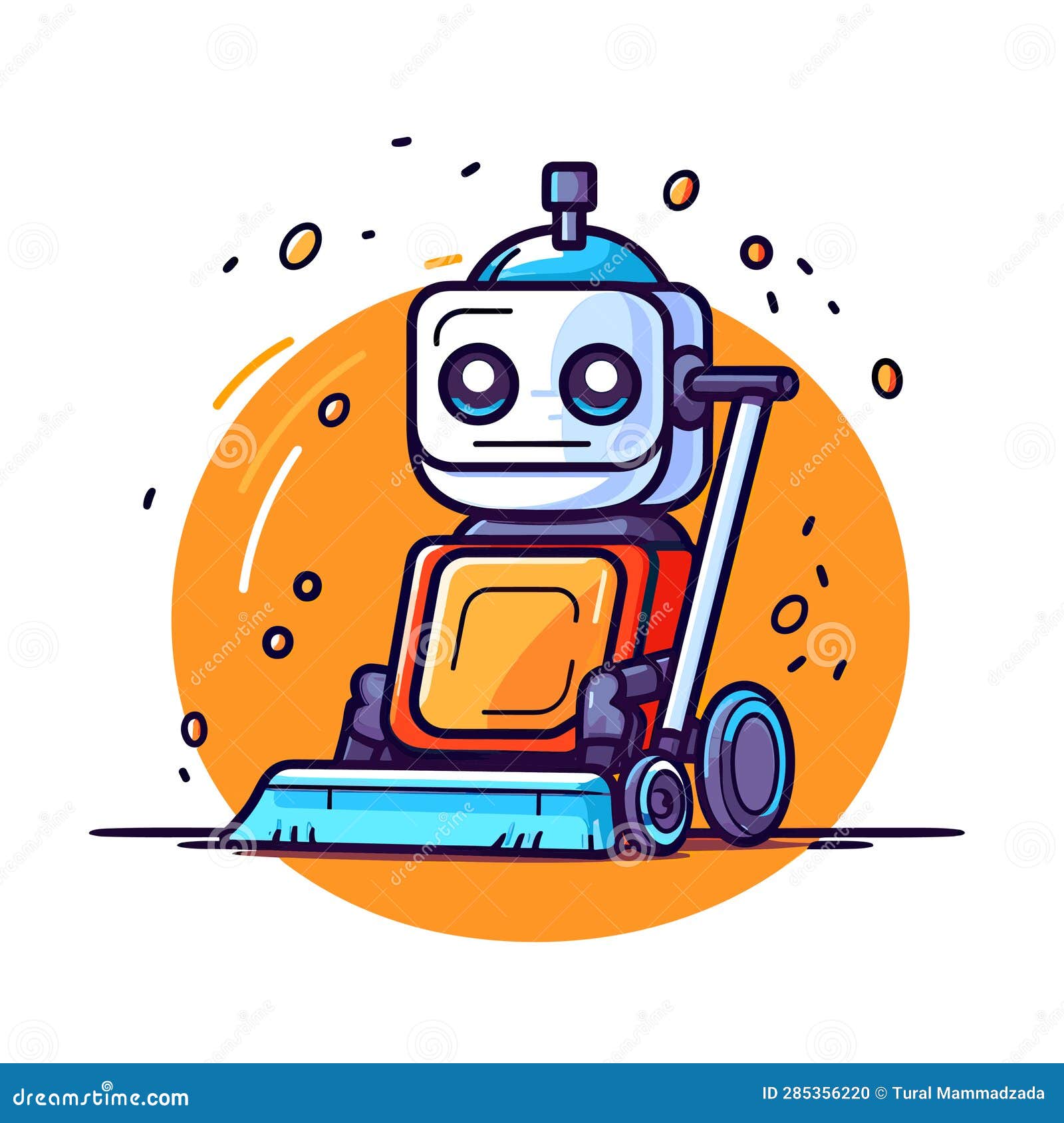 Vector of a Robot Cleaning the Floor with a Mop Stock Illustration ...