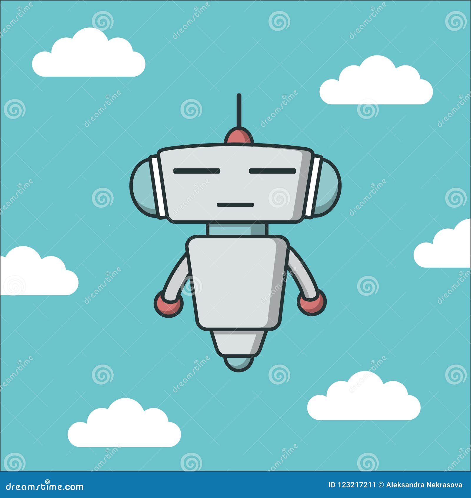 Vector robot flat icon stock vector. Illustration of cute - 123217211