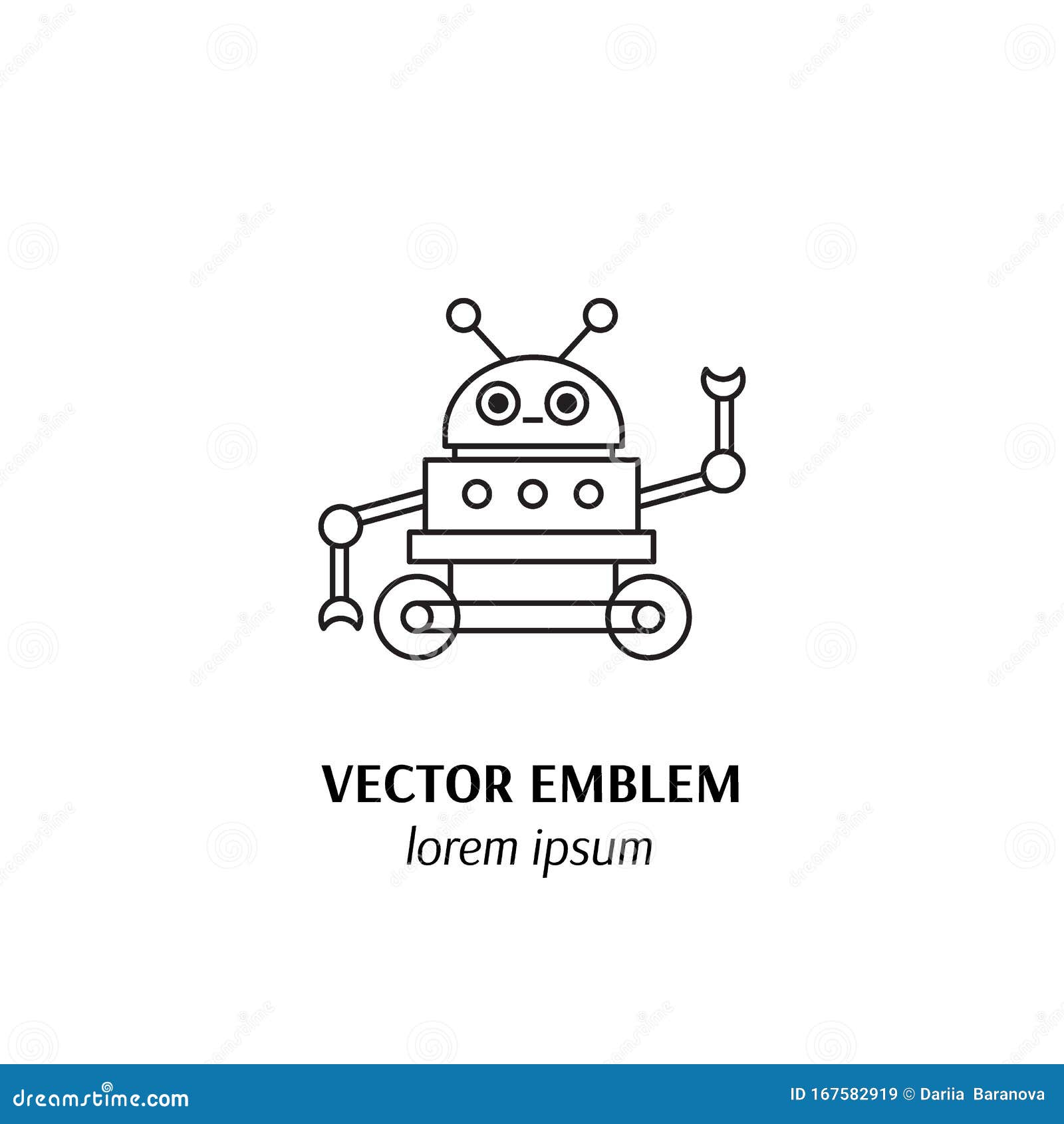 Vector Robot Logo Template Design Line Art Stock Vector - Illustration ...