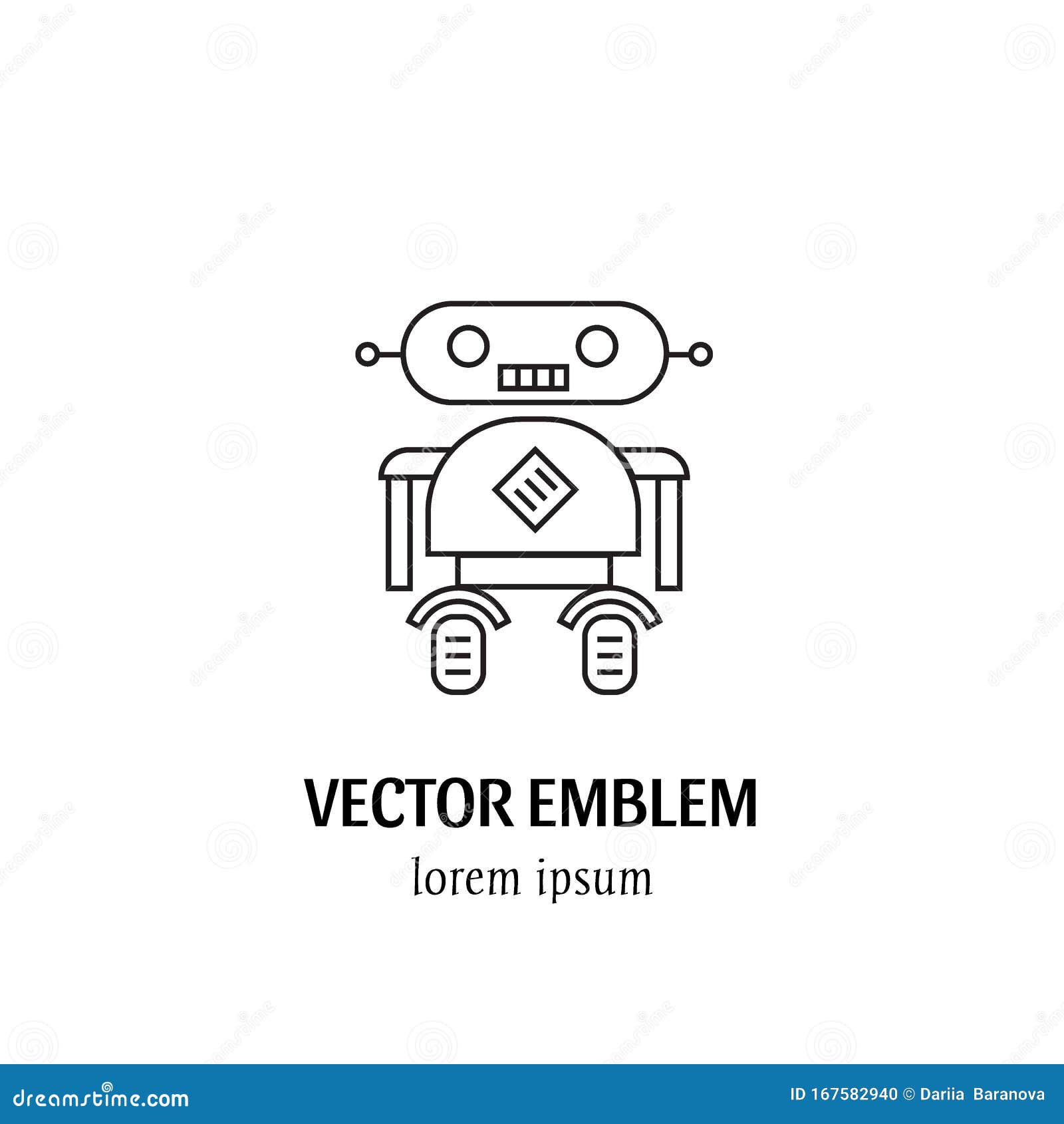 Vector Robot Logo Template Design Line Art Stock Vector - Illustration ...