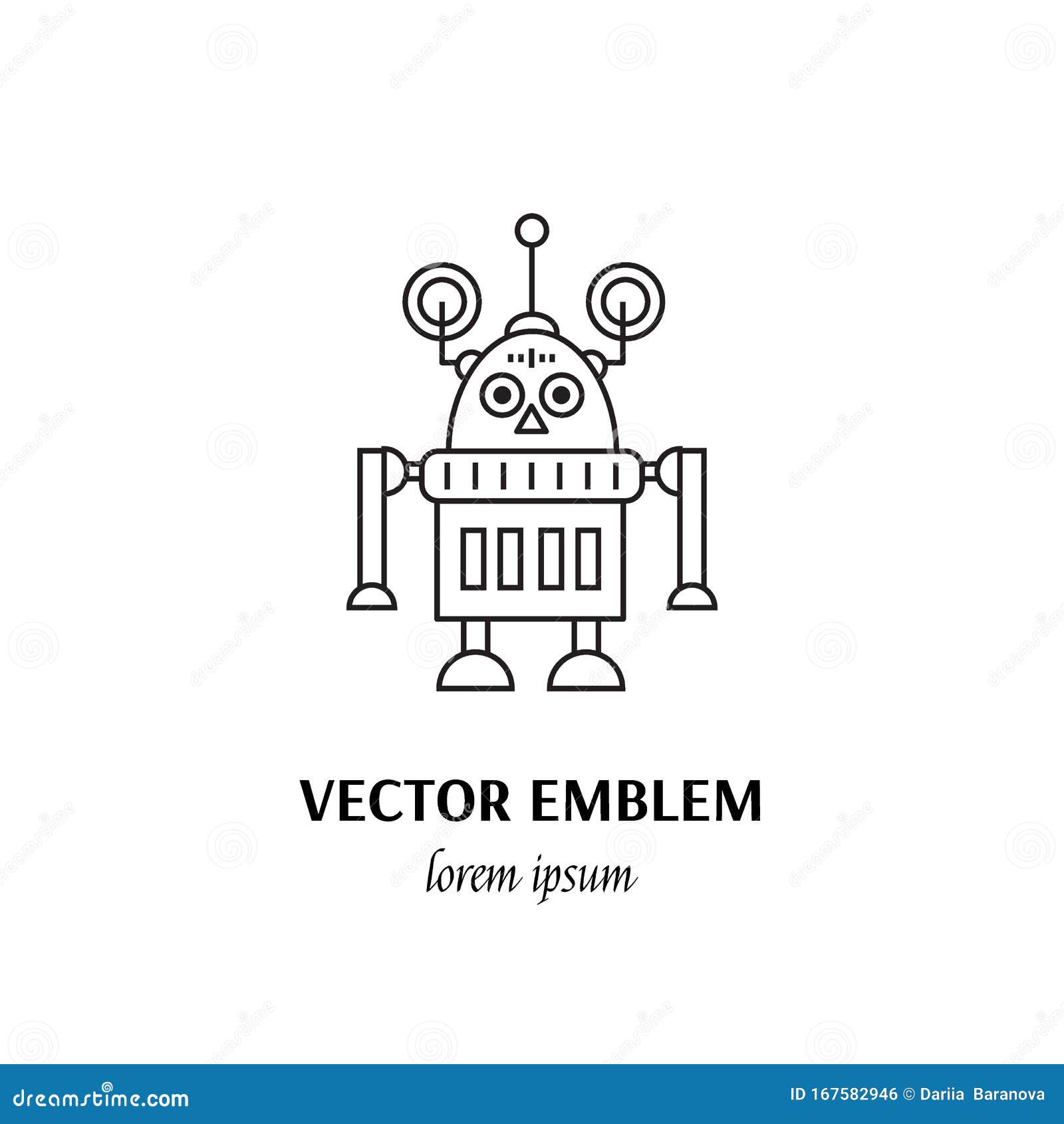 Vector Robot Logo Template Design Line Art Stock Vector - Illustration ...