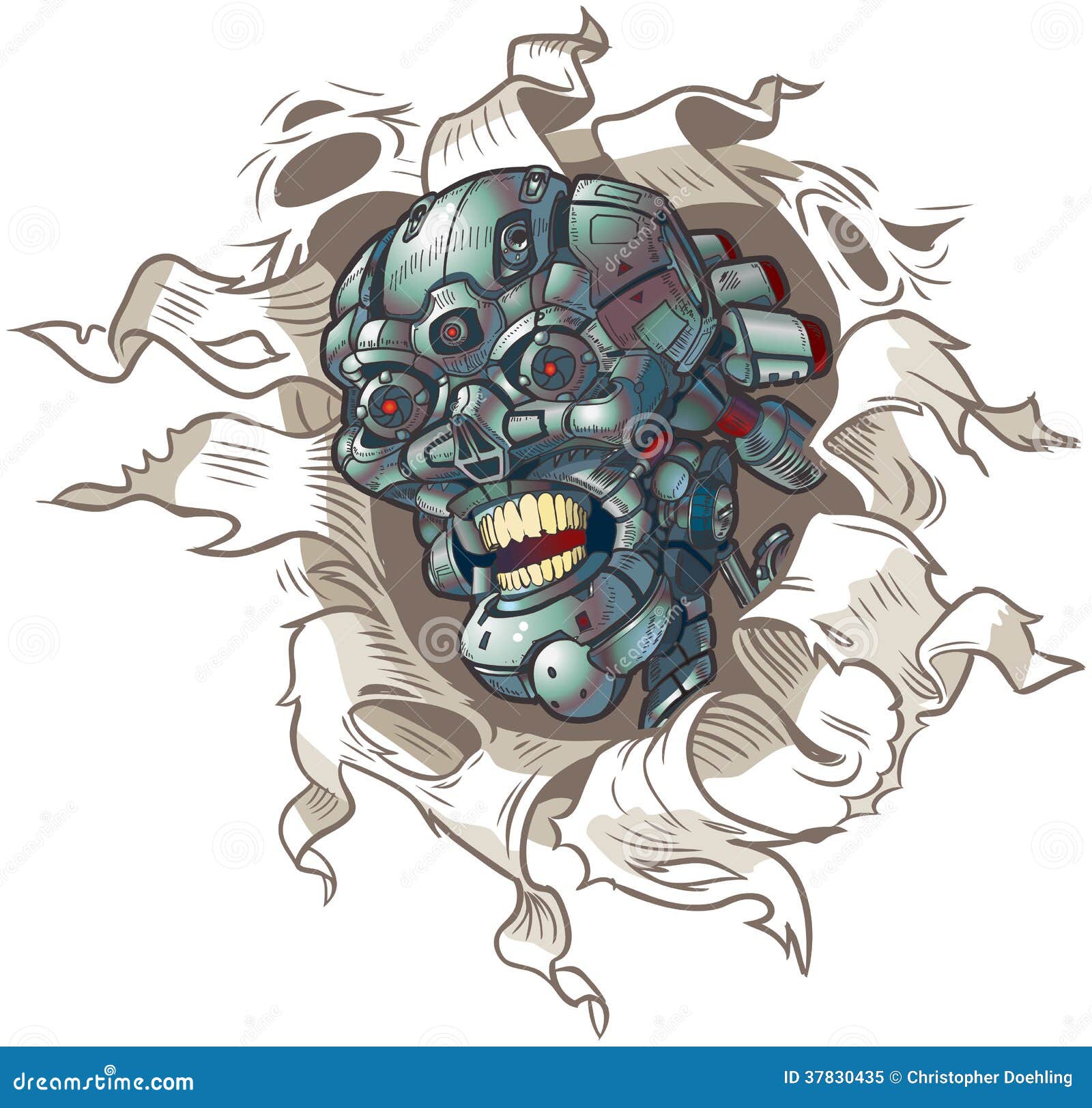Robot Skull Vector Clip Art | CartoonDealer.com #37830013