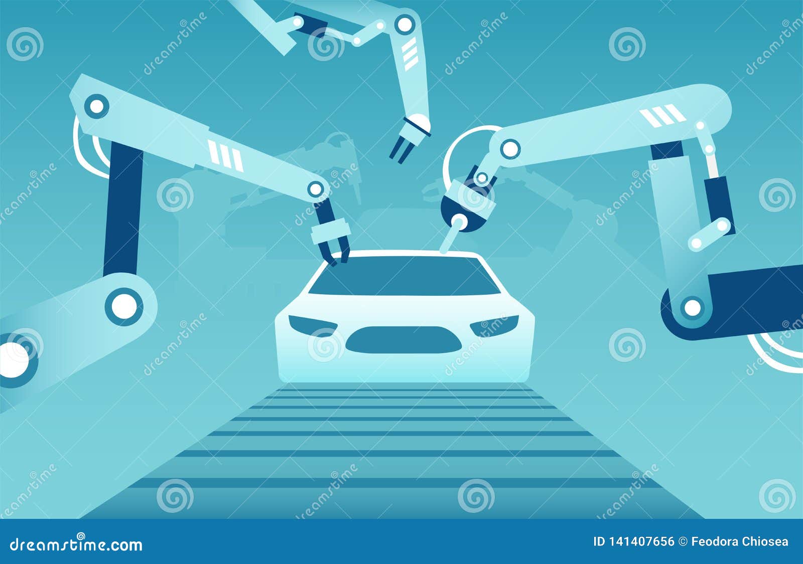 Vector of Robotic Arms Assembling a Modern Car Stock Illustration ... Vector of Robotic Arms Assembling a Modern Car Stock Illustration ...