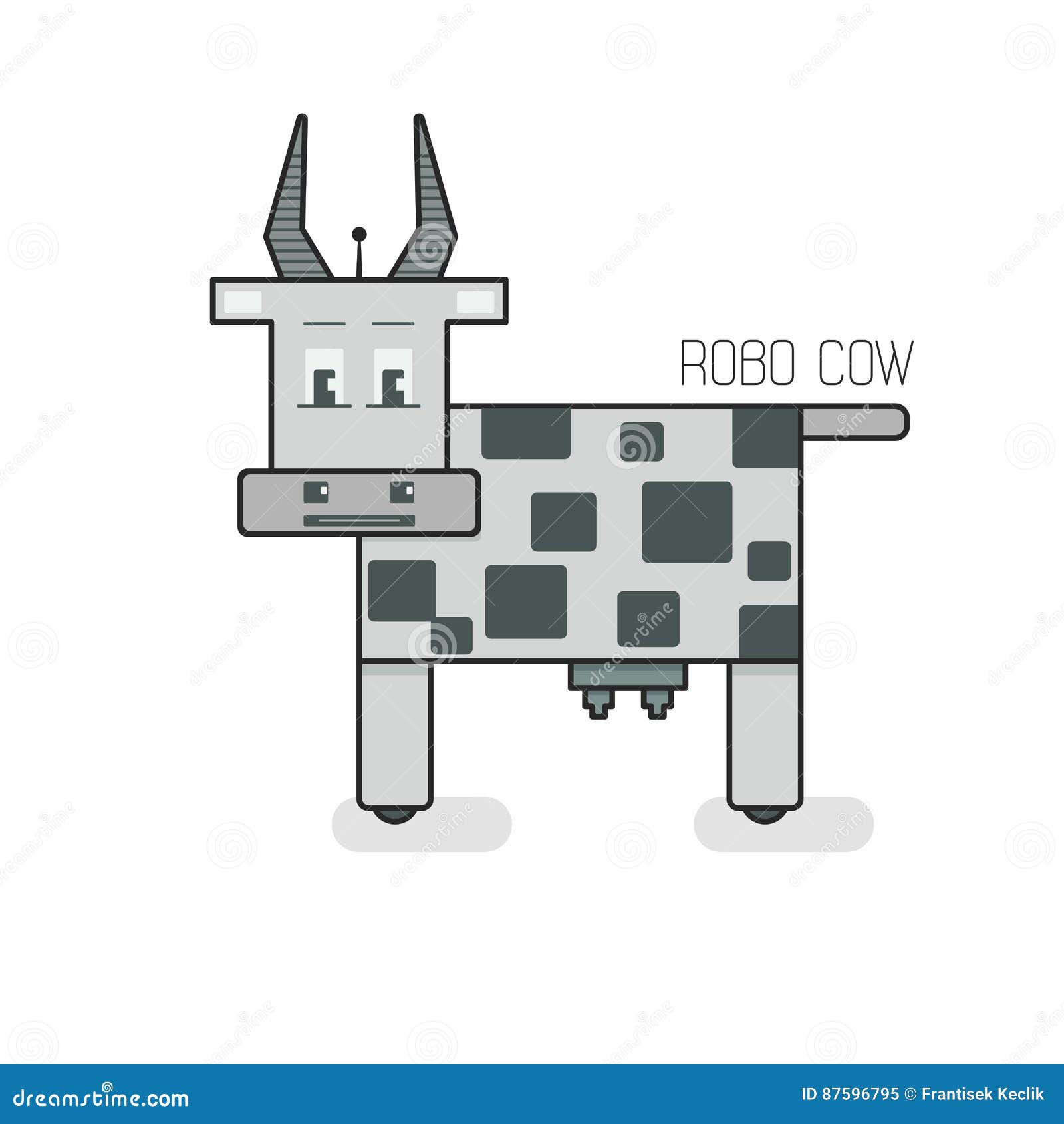 Vector Robotic Cow Illustration Stock Vector - Illustration of horn ...
