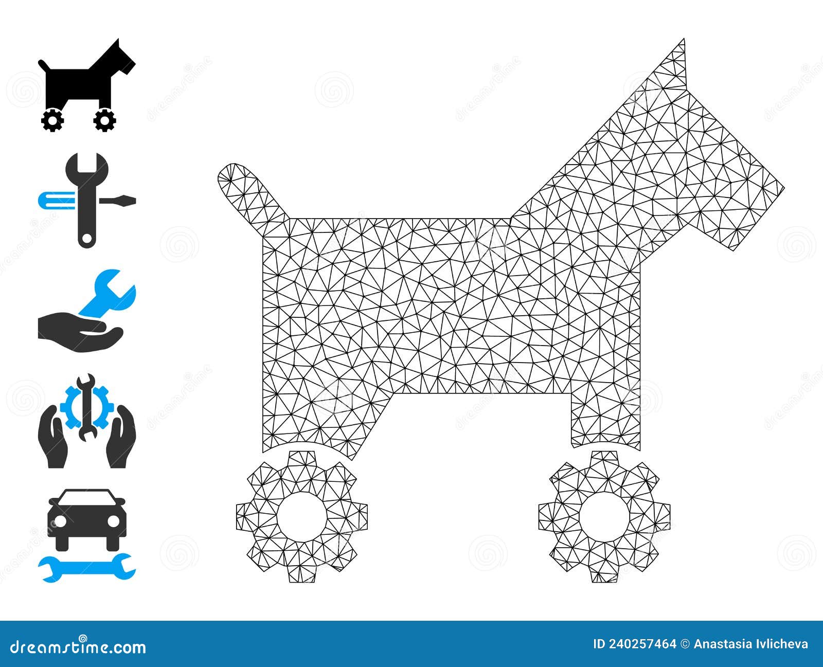 Mesh Wireframe Robotic Dog Icon Stock Vector - Illustration of ...