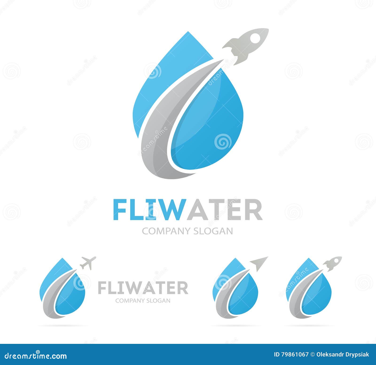 Vector of Rocket and Drop Logo Combination. Airplane and Aqua Symbol or ...