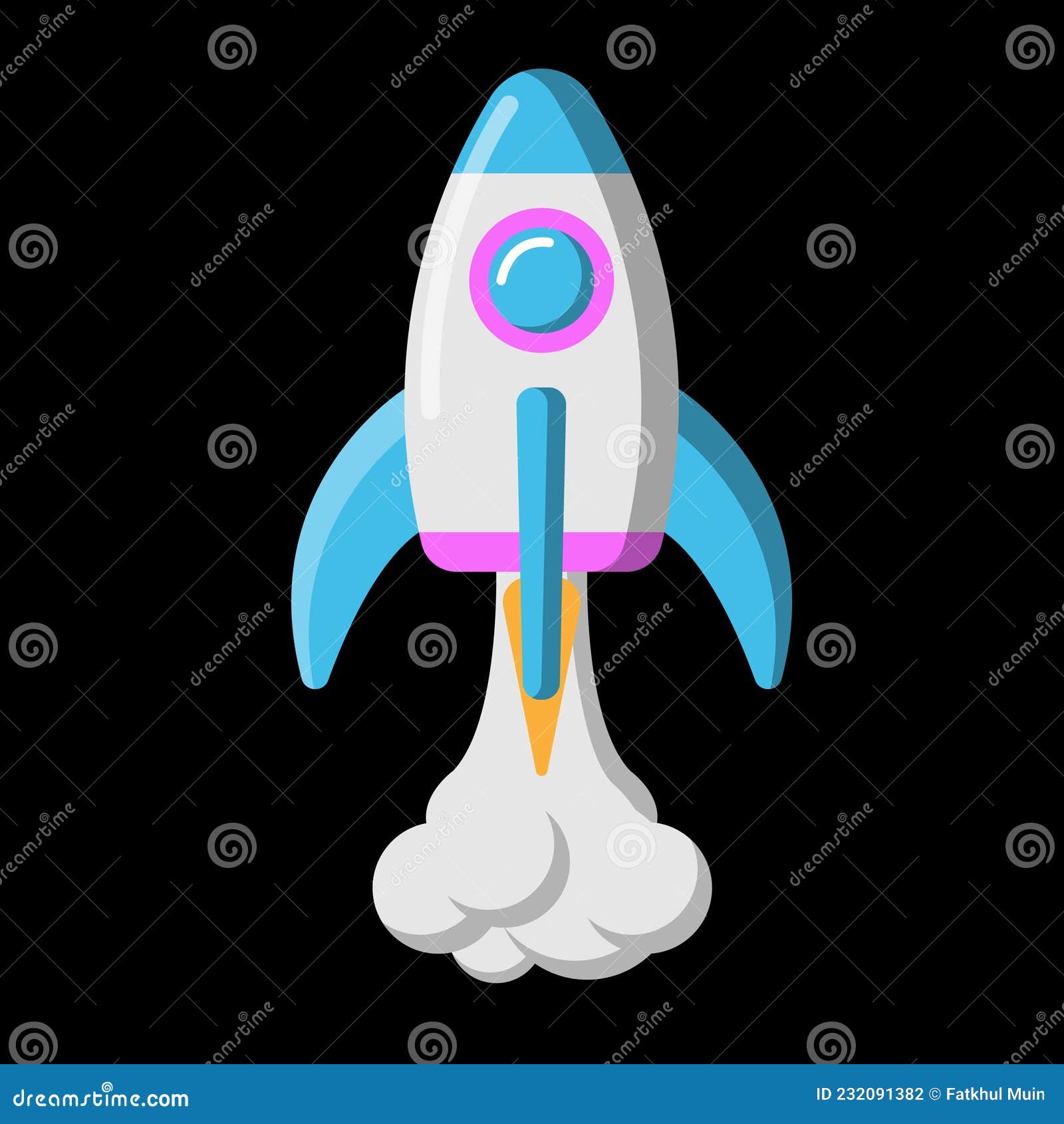 Rocket With Flames And Smoke On A Concrete Background Royalty-Free ...