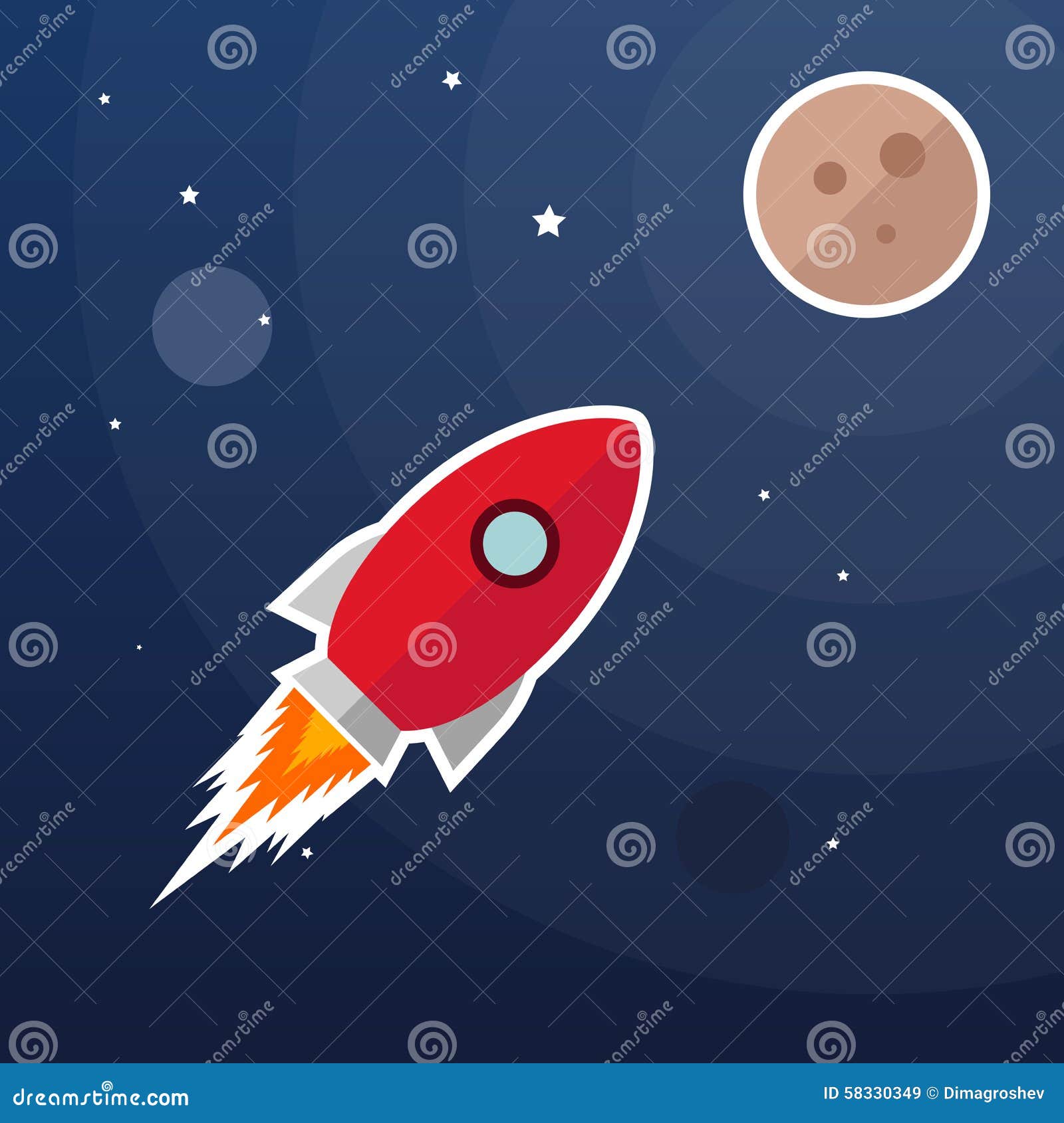 Vector Rocket Illustration, Galaxy Background Stock Vector ...