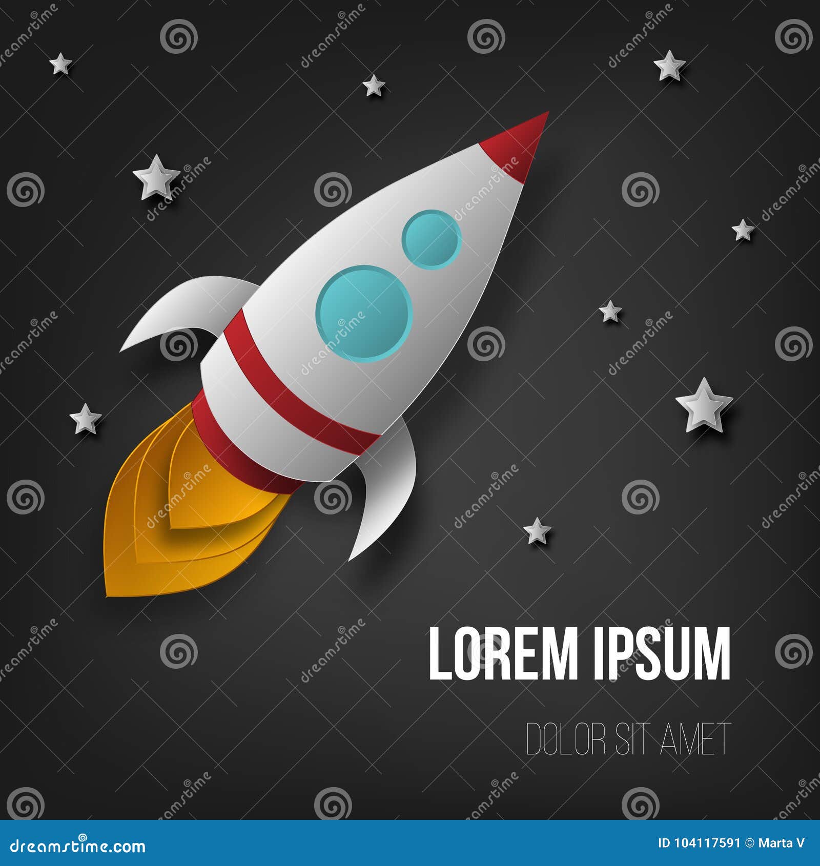 Vector Rocket, Space, Planets, Stars, Cut from Paper, 3d. Used for ...