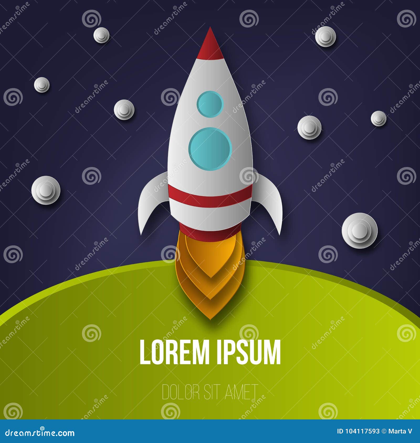 Vector Rocket, Space, Planets, Stars, Cut from Paper, 3d. Used for ...