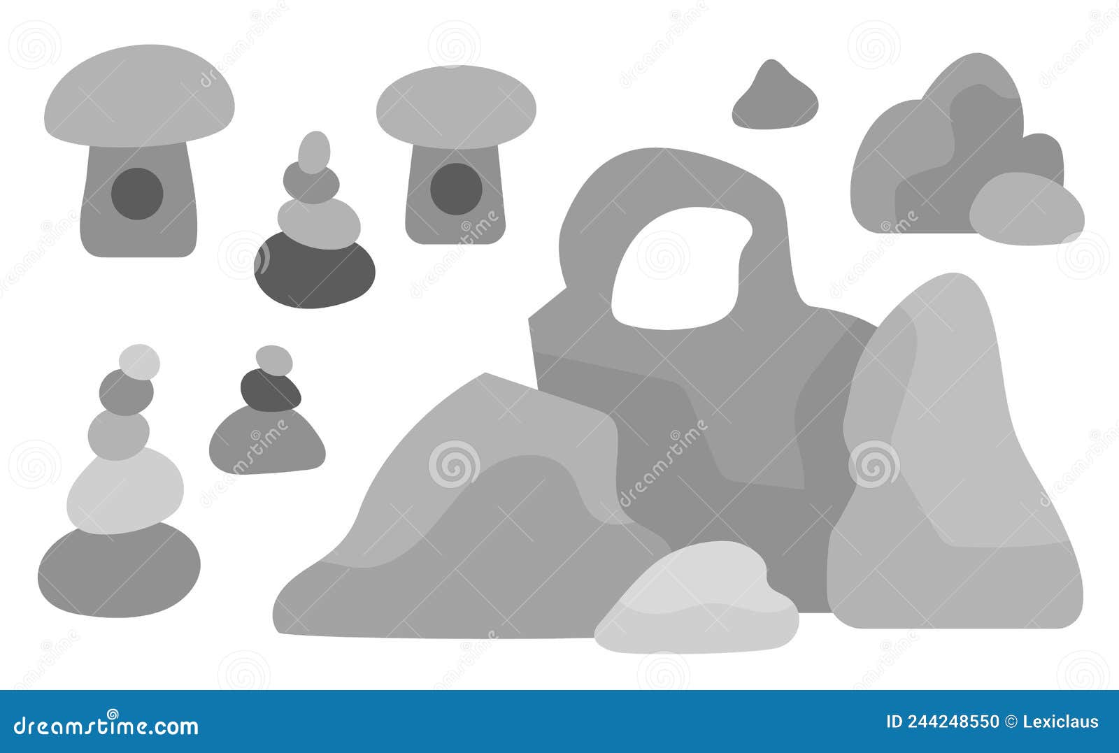 Vector rocks set. stock vector. Illustration of concept - 244248550