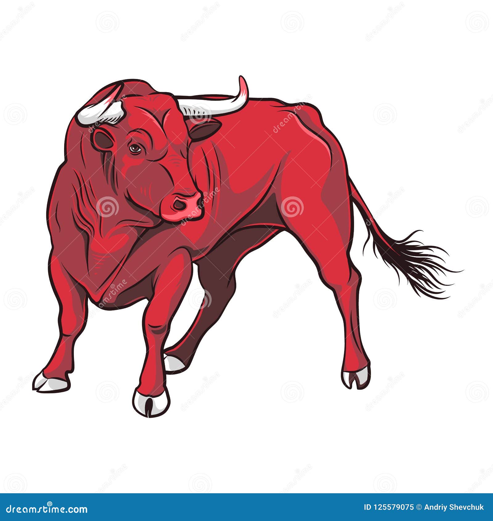 Vector Rode Stier Illustratie Op Een Witte Achtergrond Vector ...