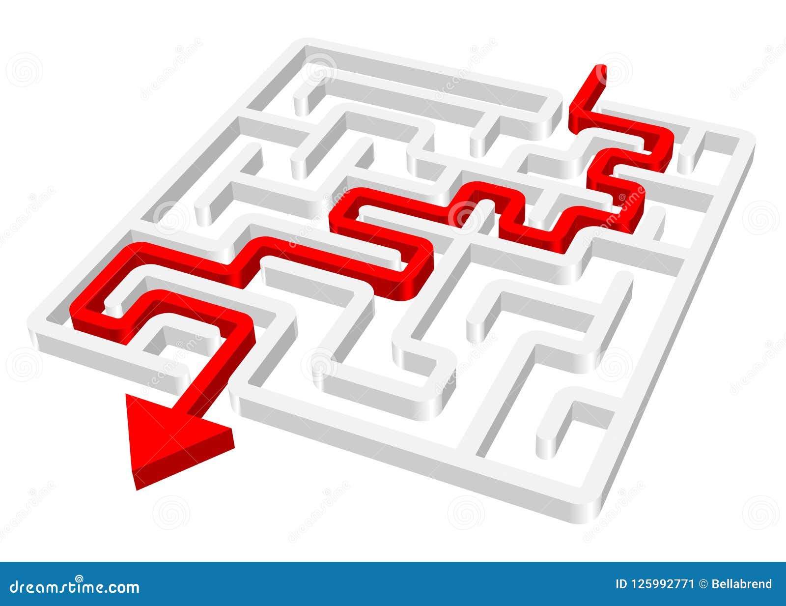 Vector Rojo Del Laberinto 3d Del Laberinto En El Fondo Blanco ...