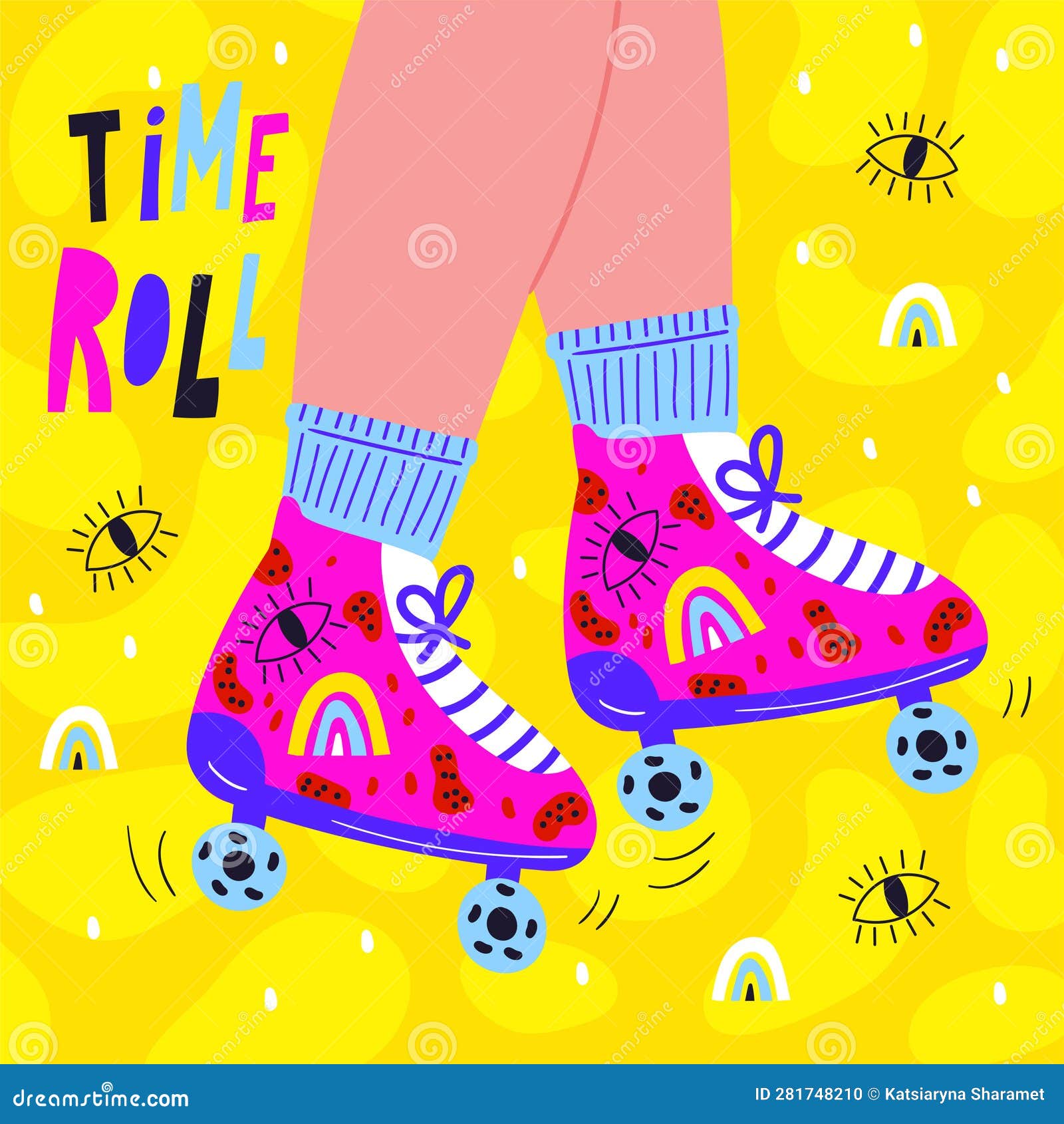 Vector Roller Skating Poster with Motivational Typography. Illustration ...