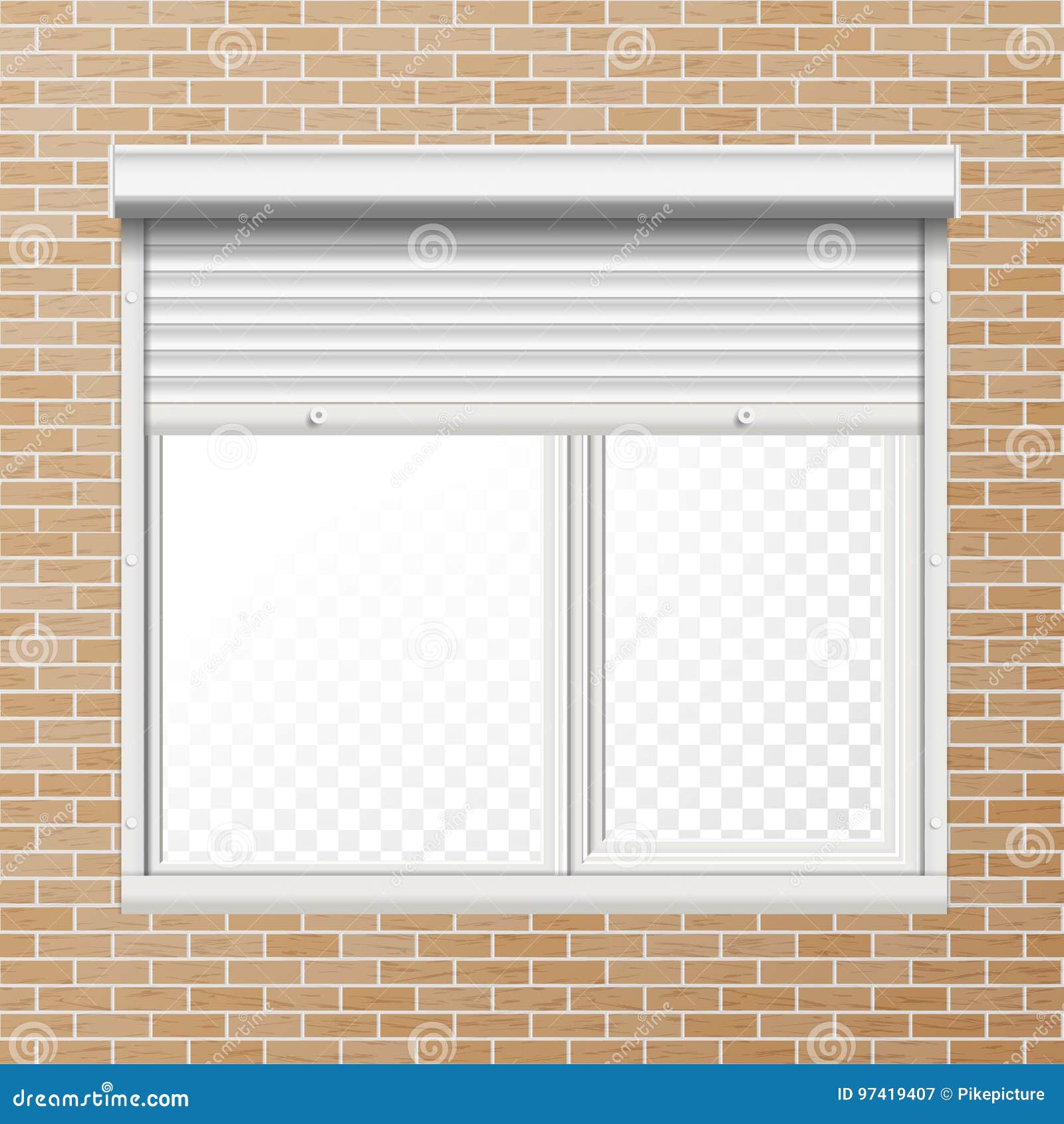 Vector Rolling Shutters. Brick Wall. White Metallic Roller Shutter ...