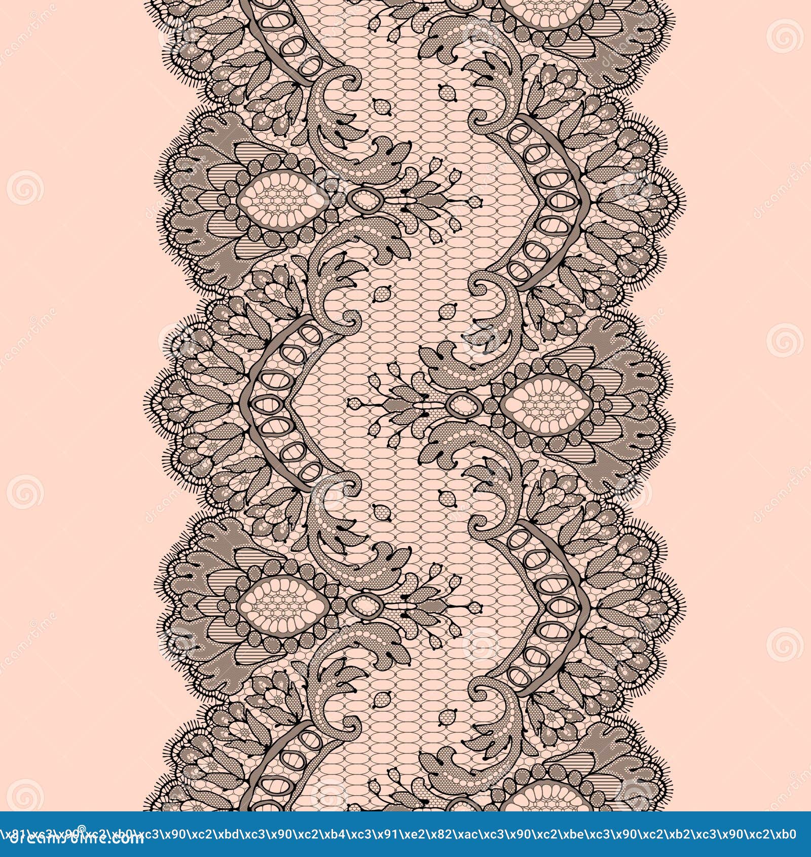 Vector Lace Ribbon Seamless Pattern. Stock Vector - Illustration of ...