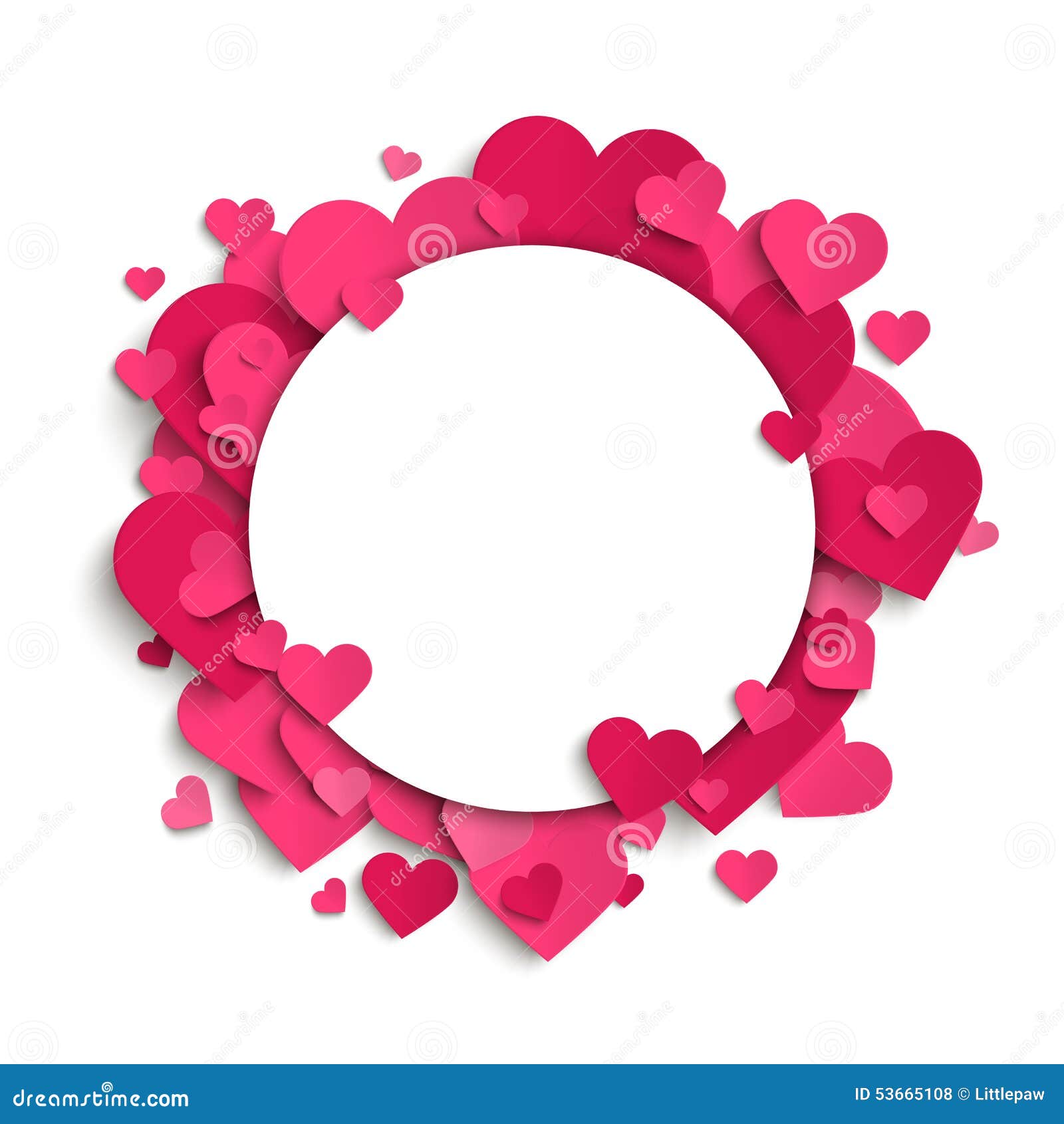 Vector Romantic Frame Template, Pink Paper Hearts Stock Vector ...