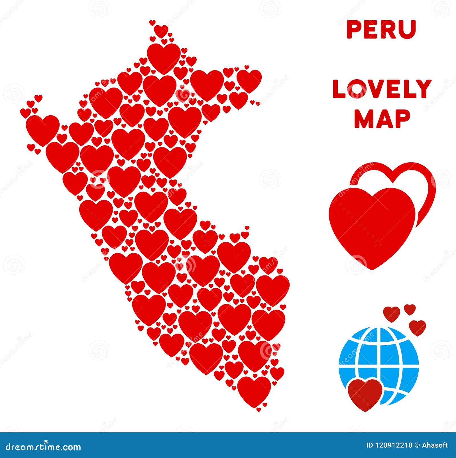 Vector Romantic Peru Map Collage of Hearts Stock Vector - Illustration ...